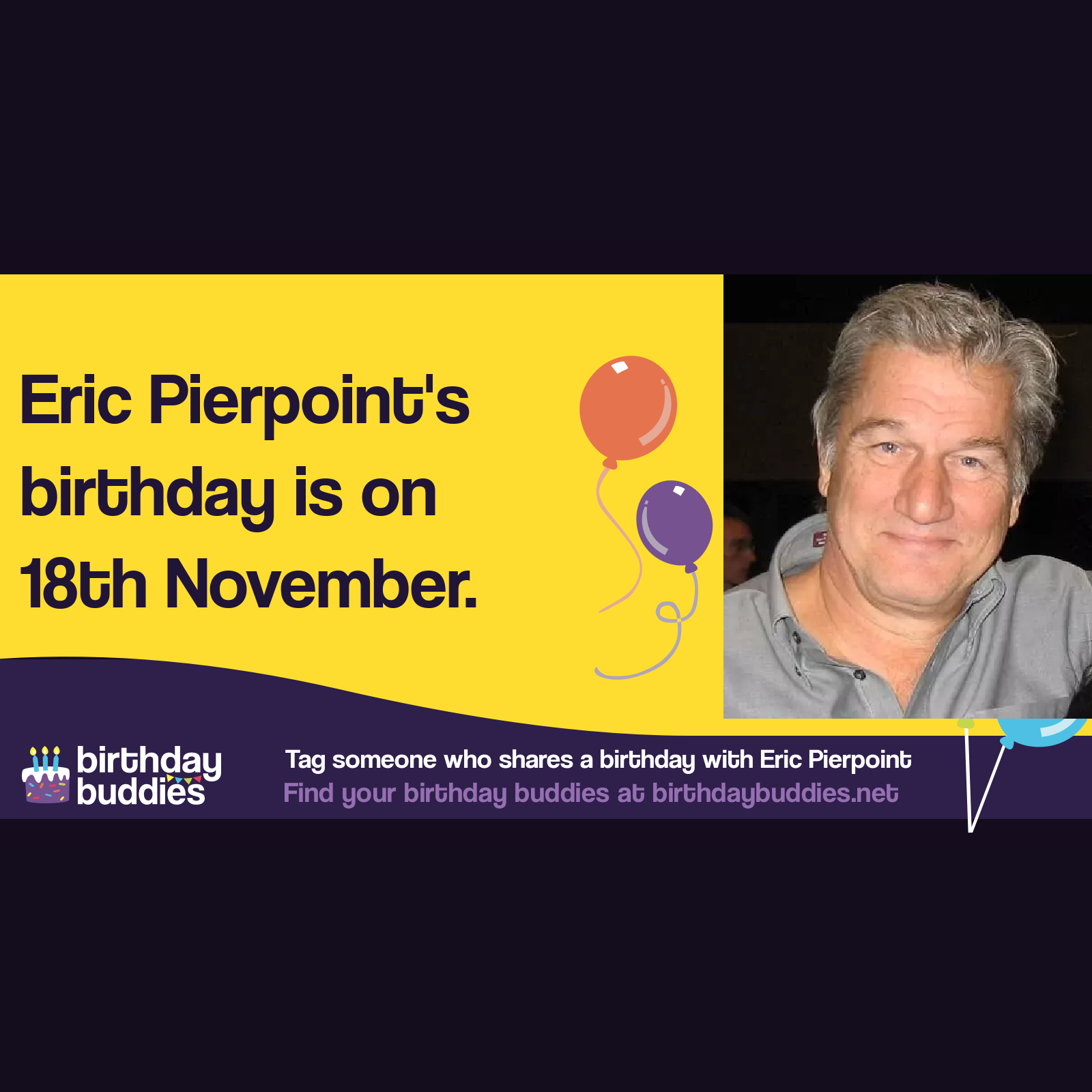 Eric Pierpoint's birthday is 18th November 1950