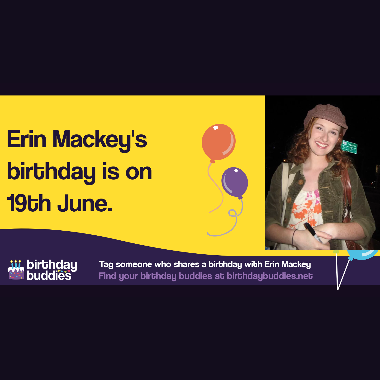 Erin Mackey's birthday is 19th June 1986