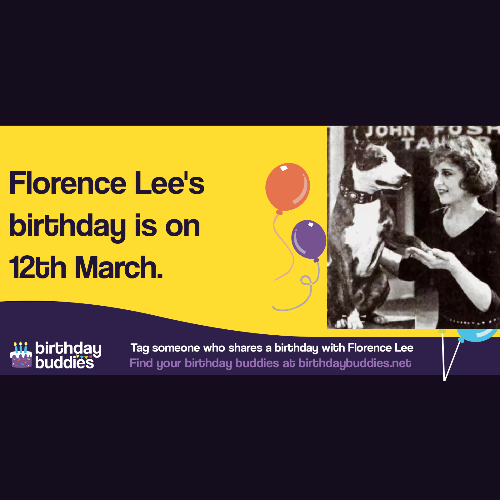 Florence Lee's birthday was 12th March 1888