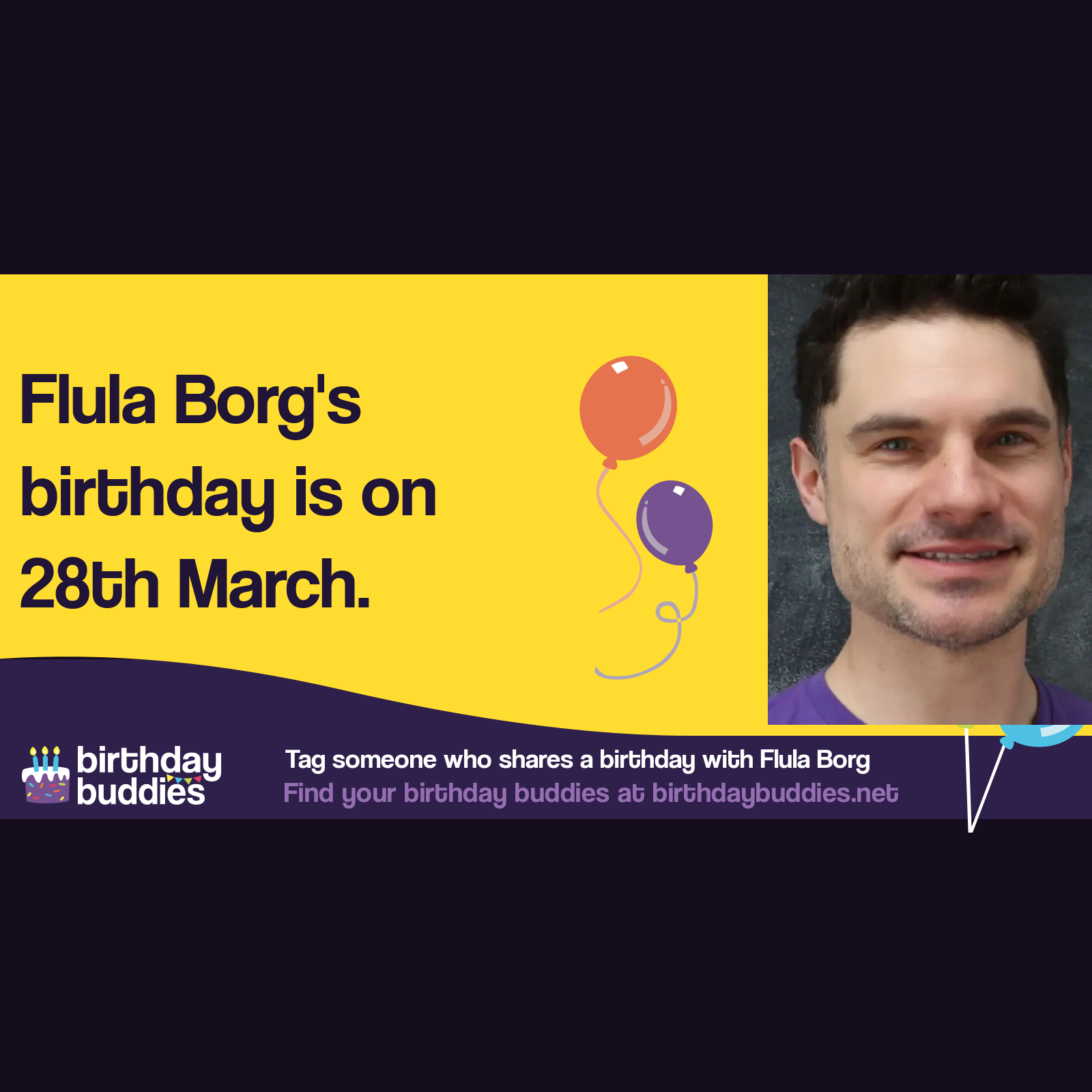 Flula Borg's birthday is 28th March 1982