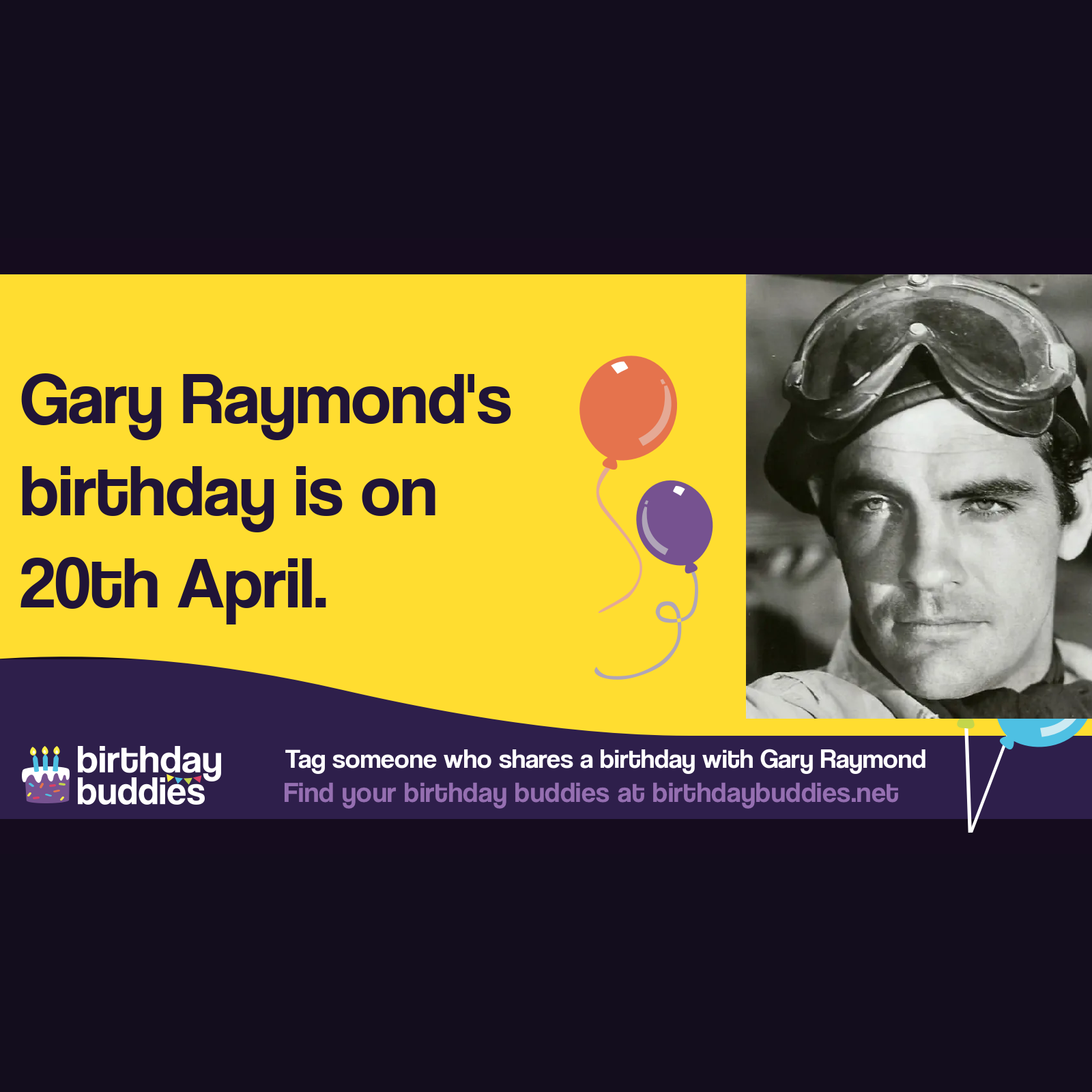 Gary Raymond's birthday is 20th April 1935