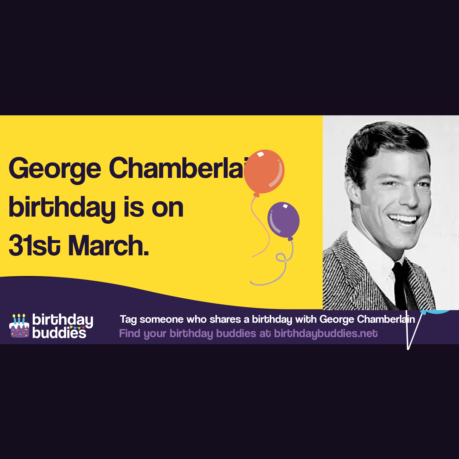 George Chamberlain's birthday is 31st March 1934