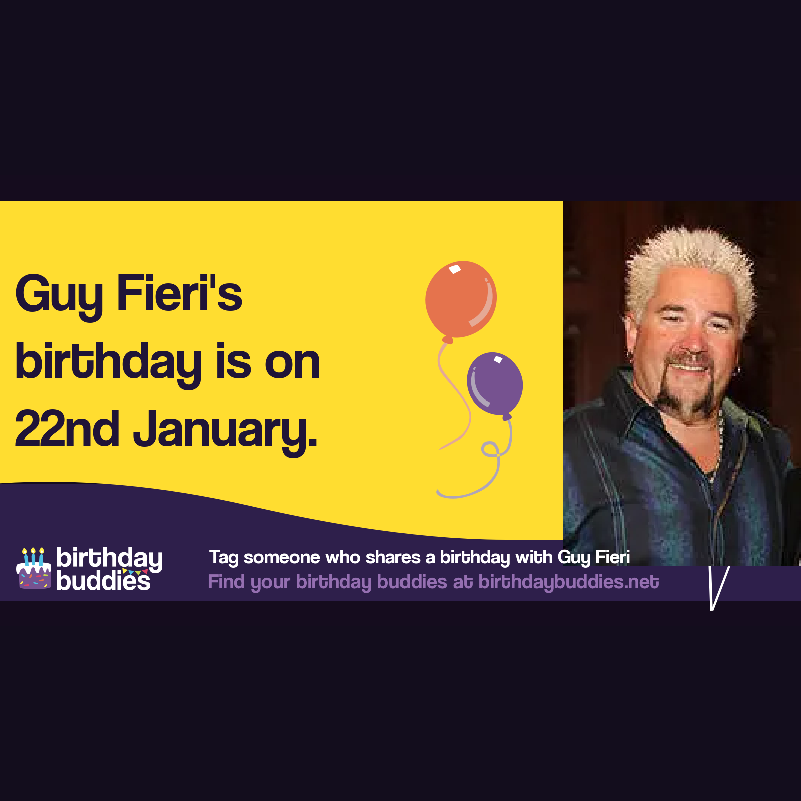 Guy Fieri's birthday is 22nd January 1968