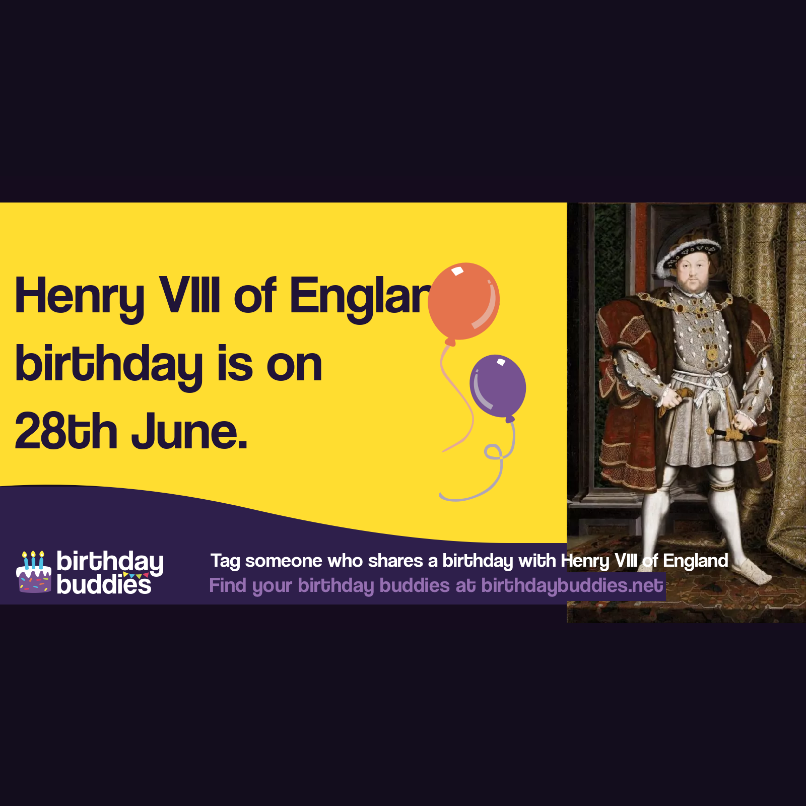 Henry VIII of England's birthday was 28th June 1491