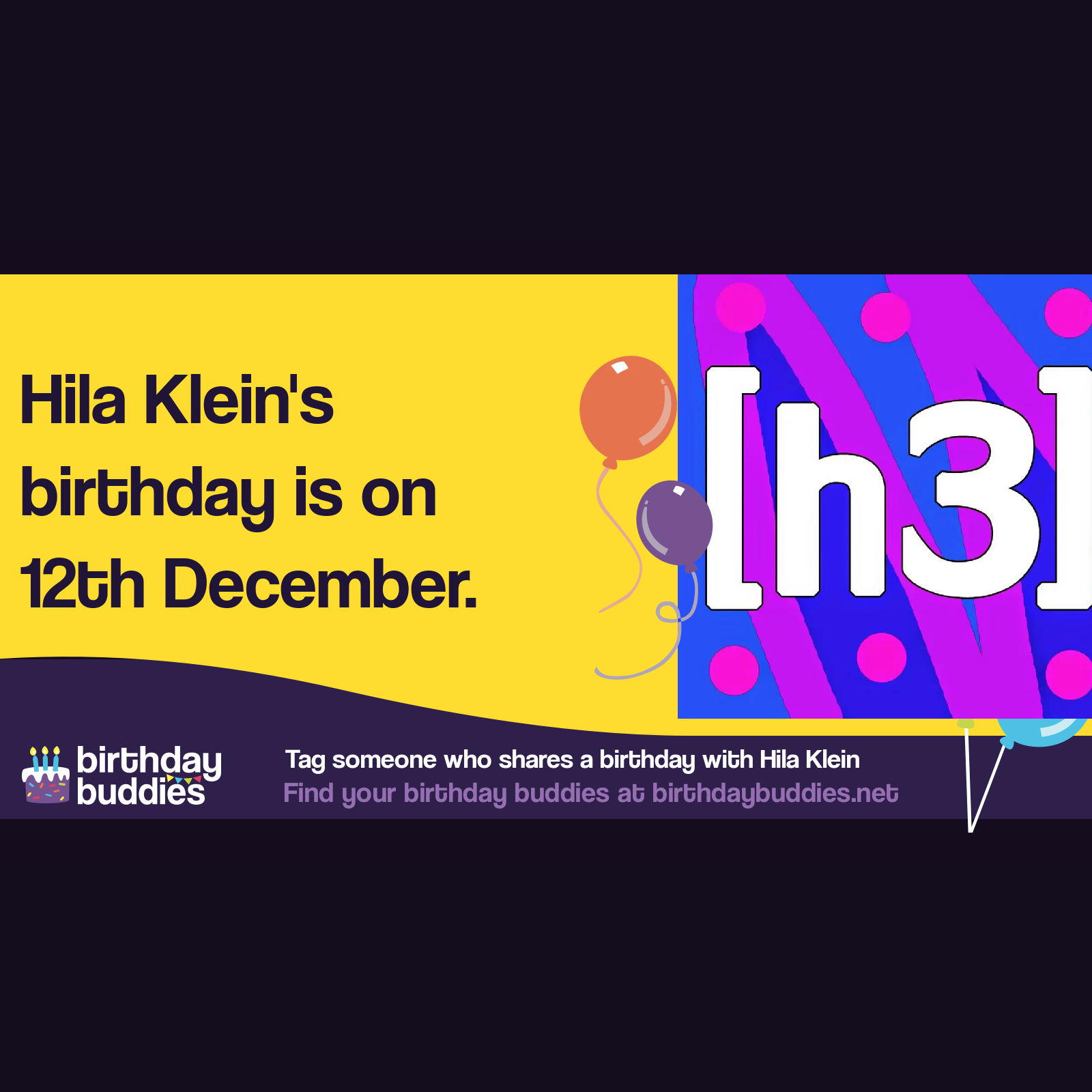 Hila Klein's birthday is 12th December 1987