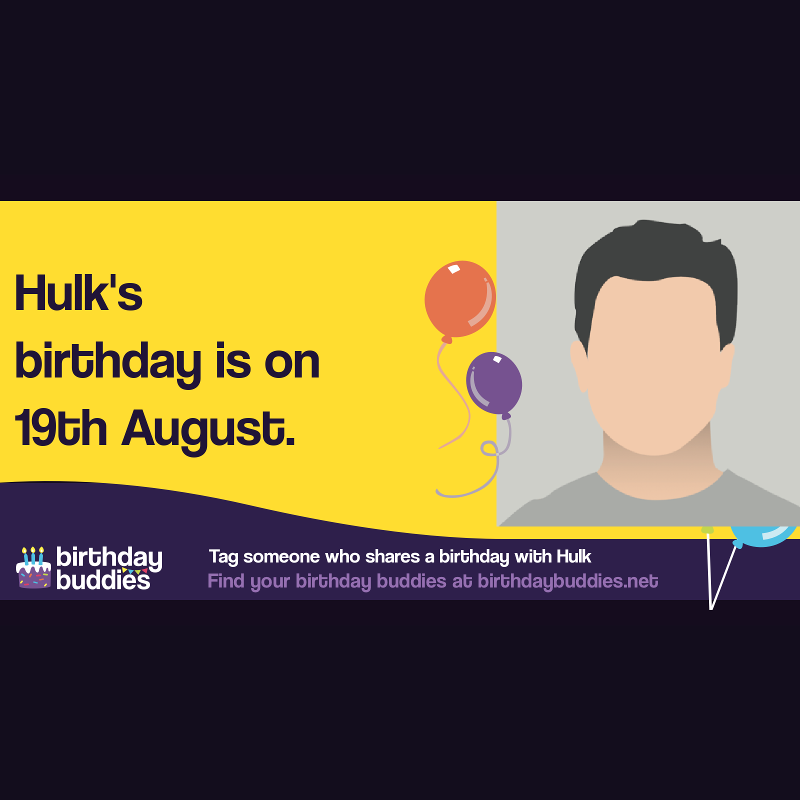 Hulk's birthday is 19th August 1987