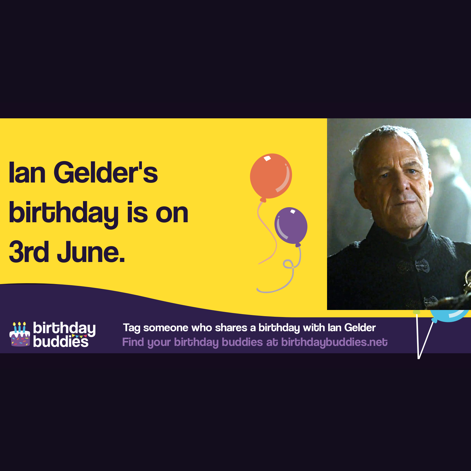 Ian Gelder's birthday is 3rd June 1949