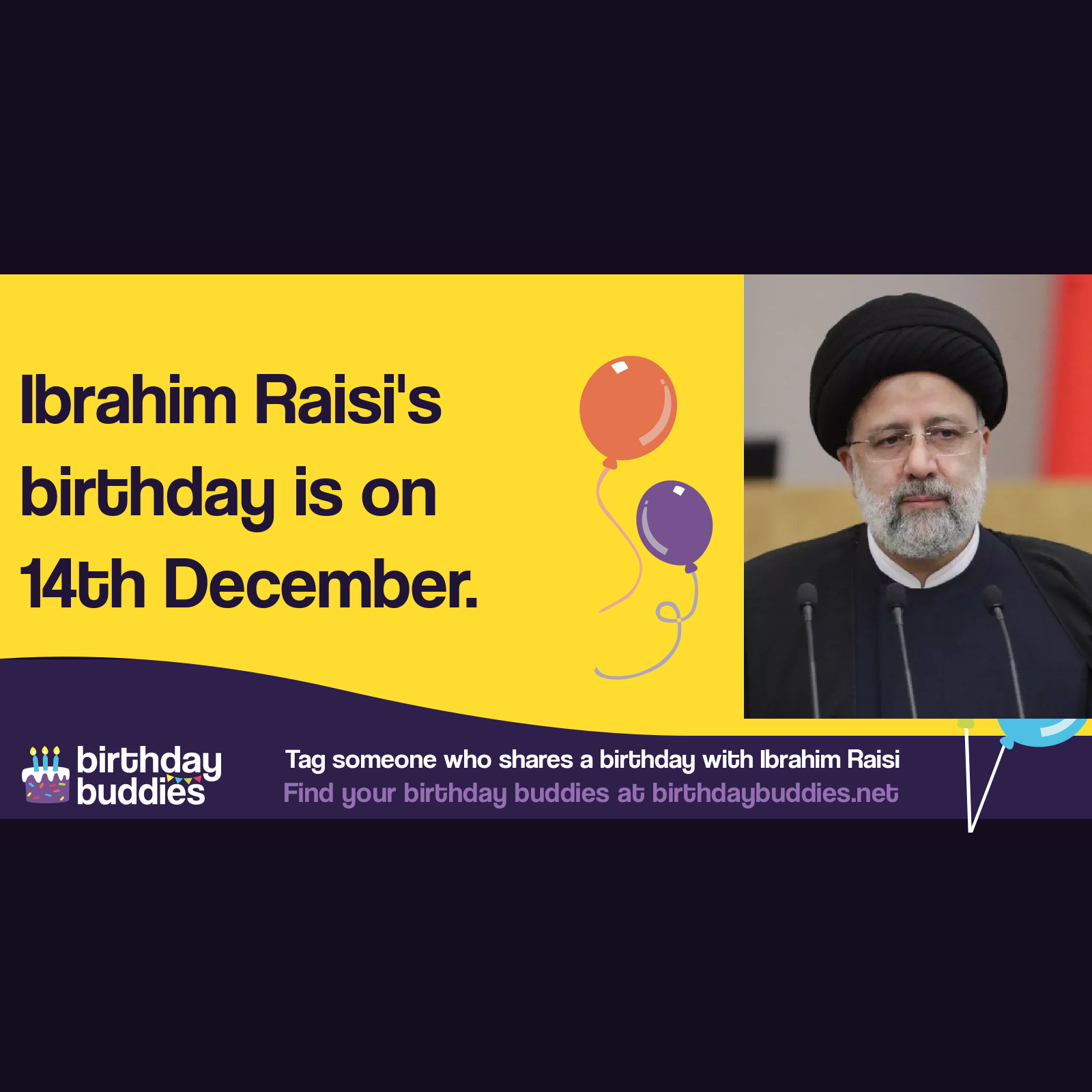 Ibrahim Raisi's birthday is 14th December 1960