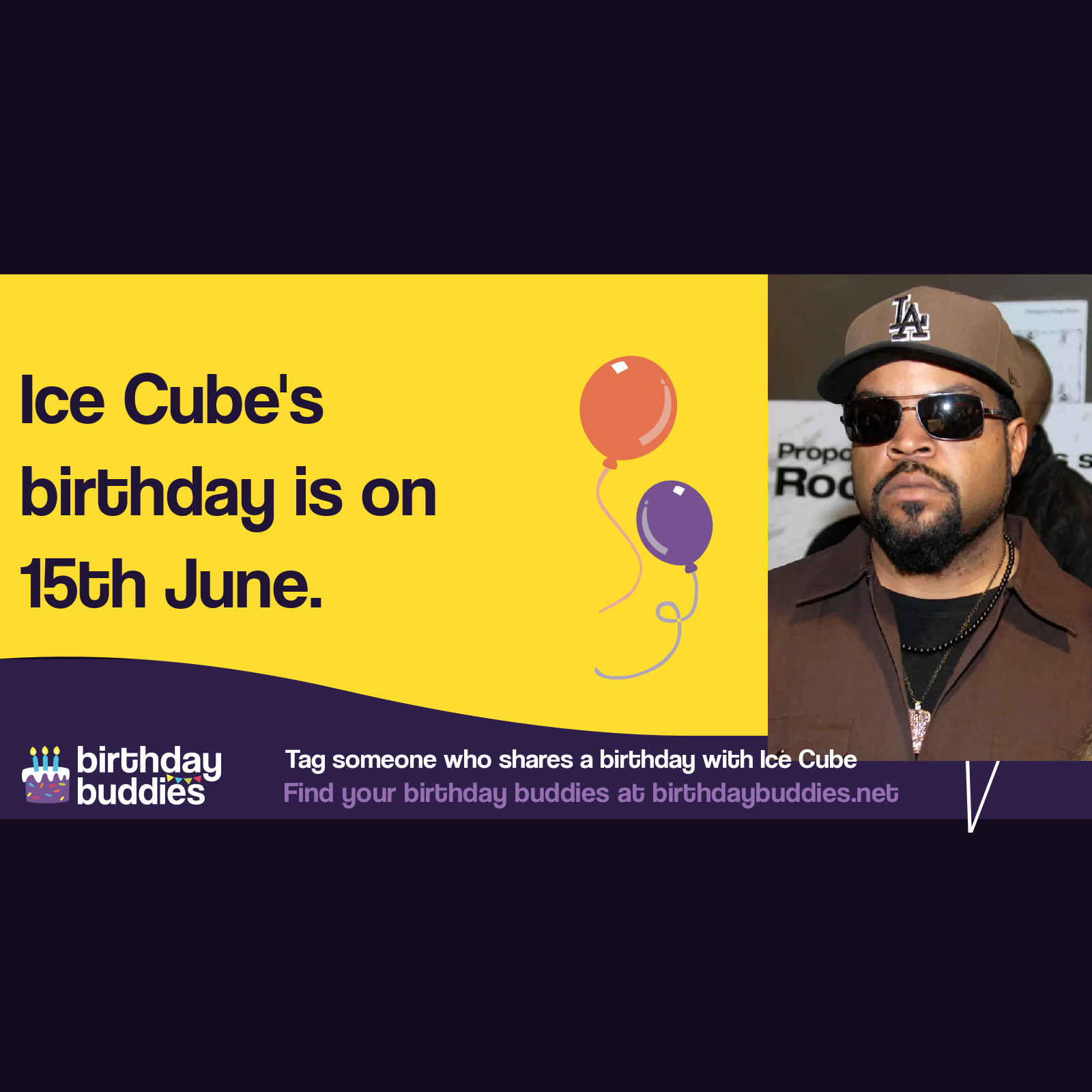 Ice Cube's birthday is 15th June 1969