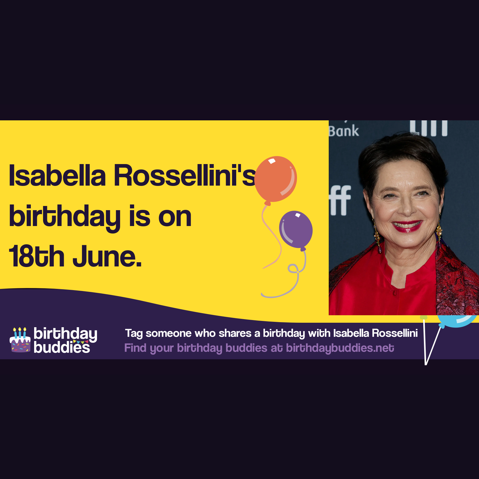 Isabella Rossellini's birthday is 18th June 1952