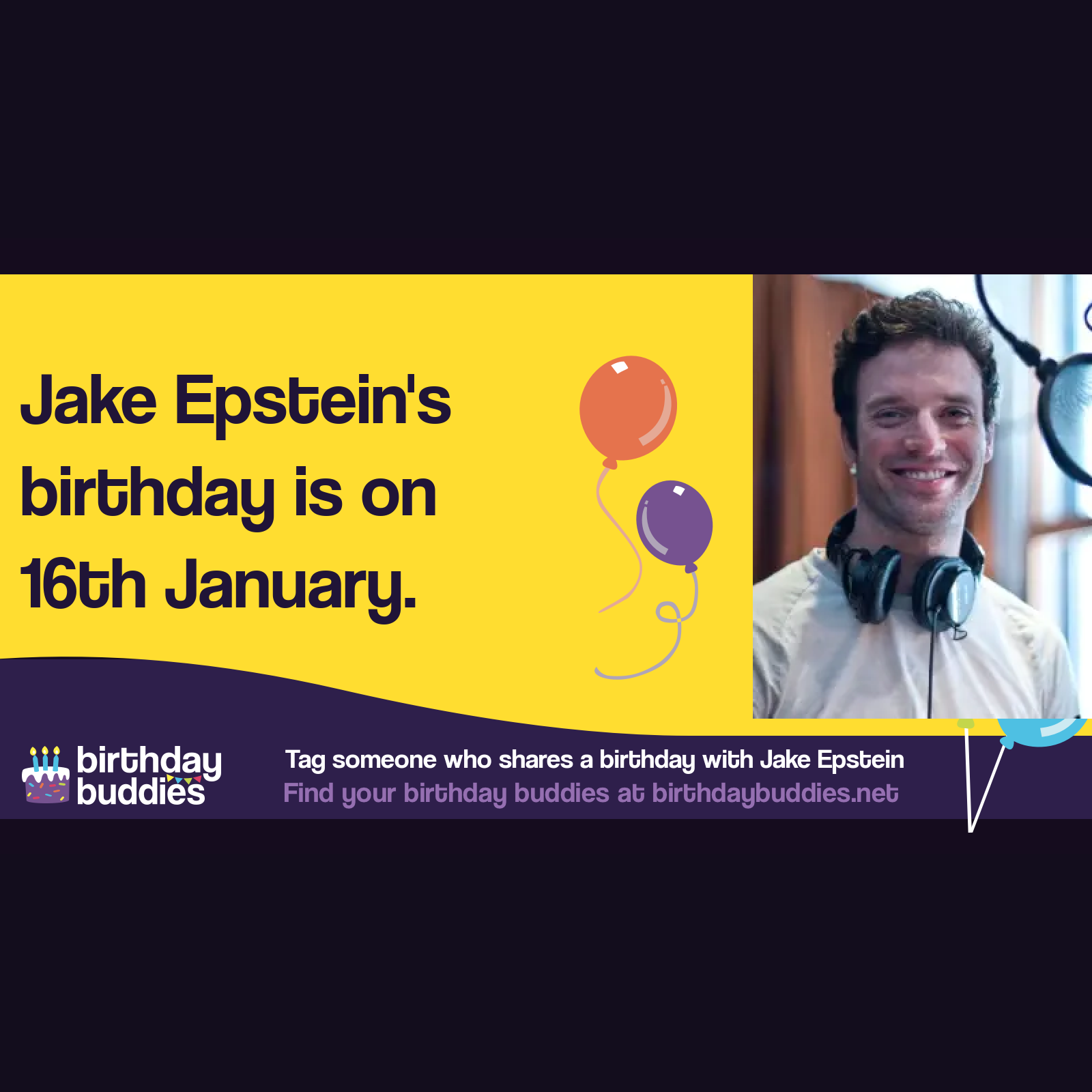 Jake Epstein's birthday is 16th January 1987
