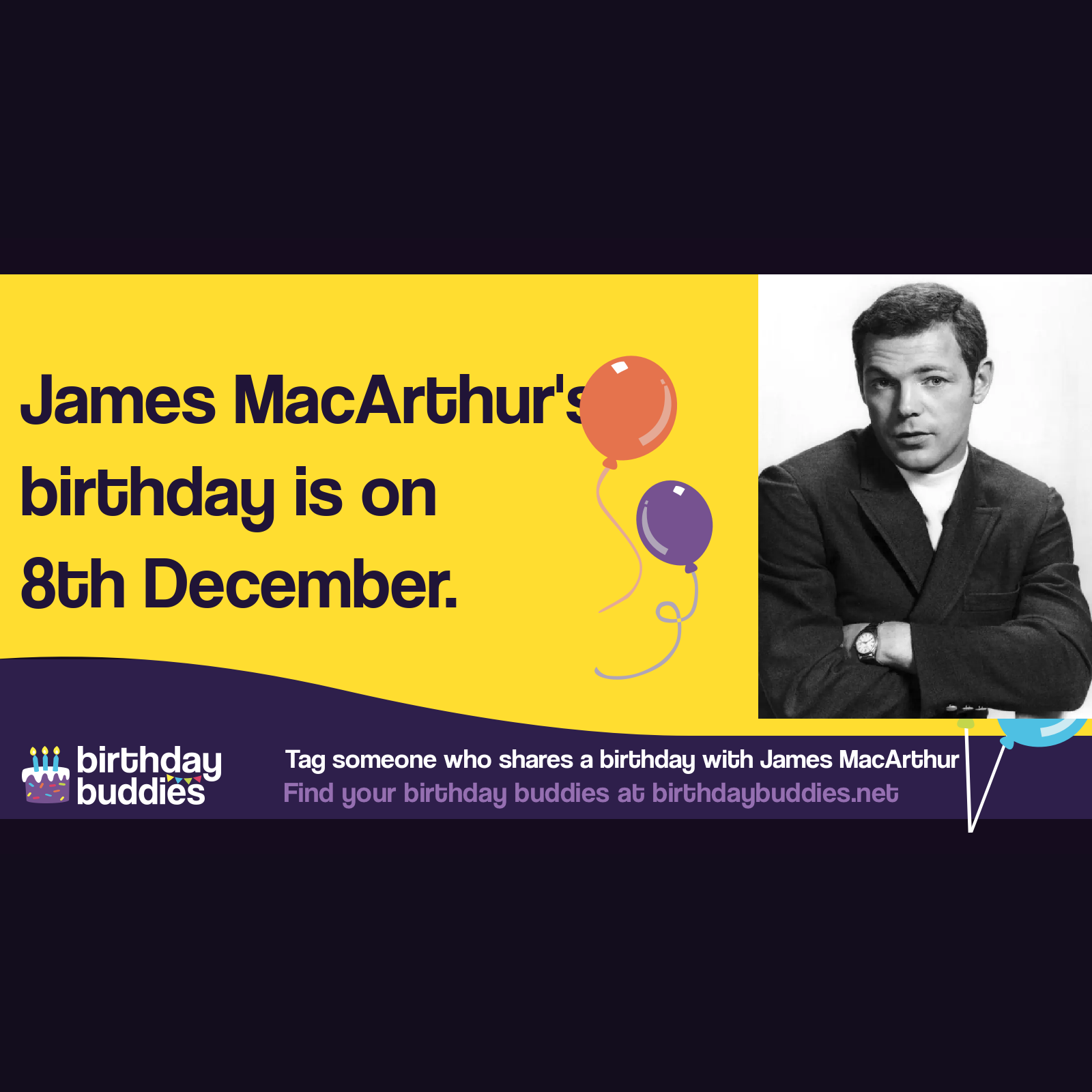 James MacArthur's birthday was 8th December 1937