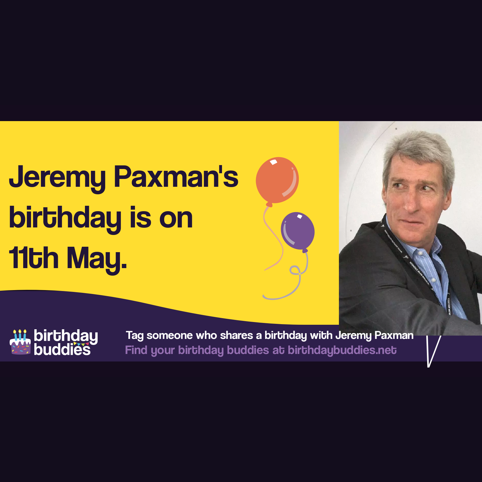 Jeremy Paxman's birthday is 11th May 1950