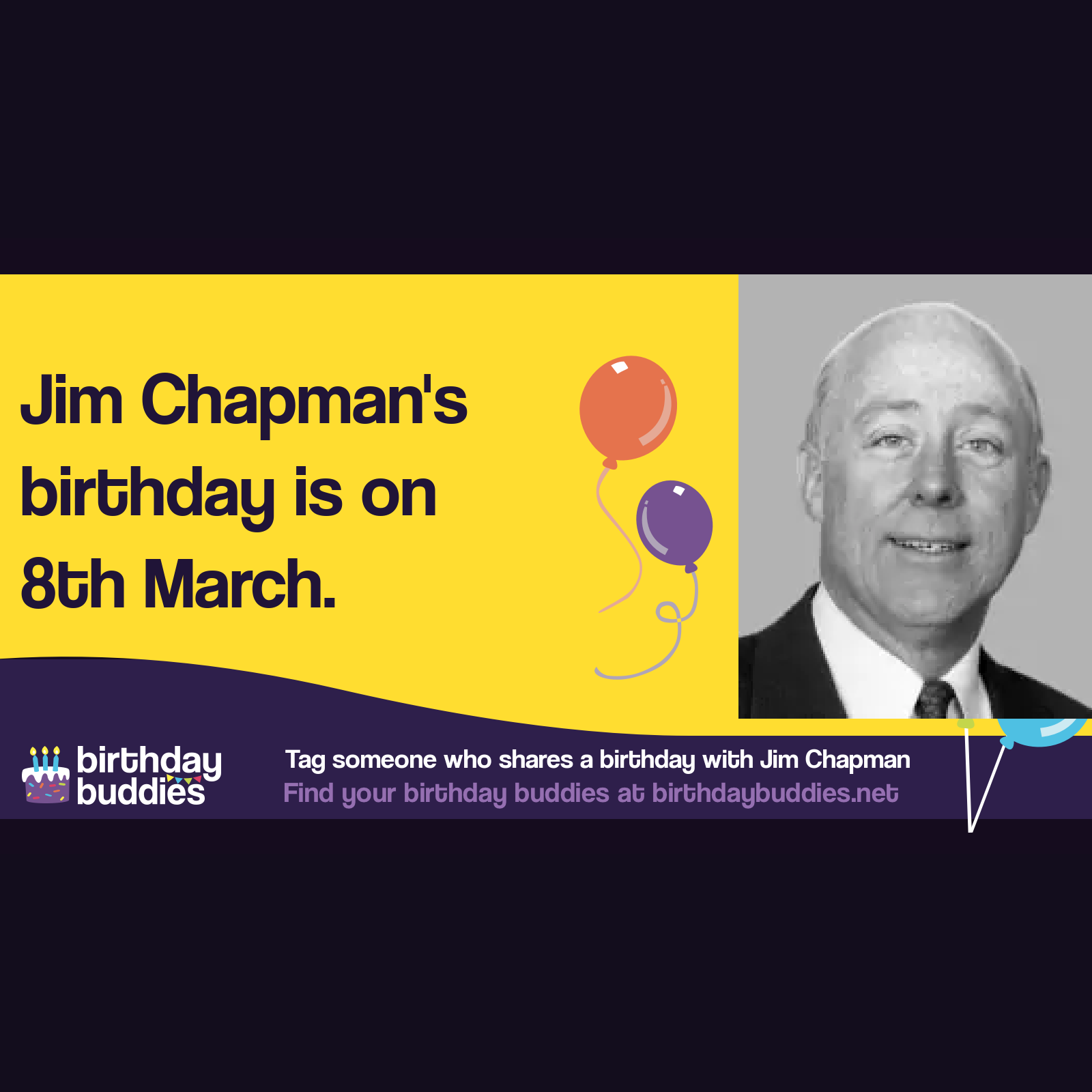 Jim Chapman's birthday is 8th March 1945