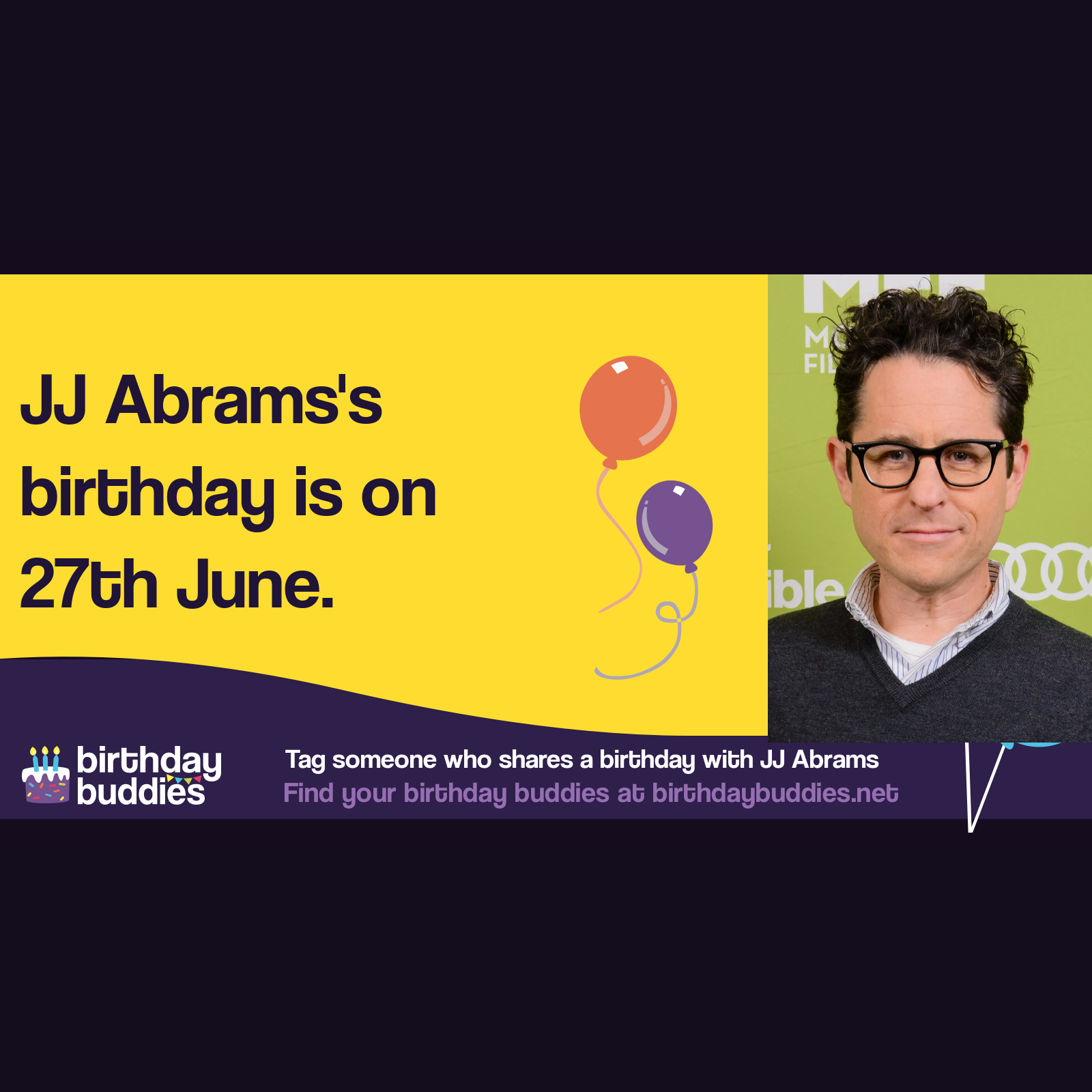 JJ Abrams's birthday is 27th June 1966