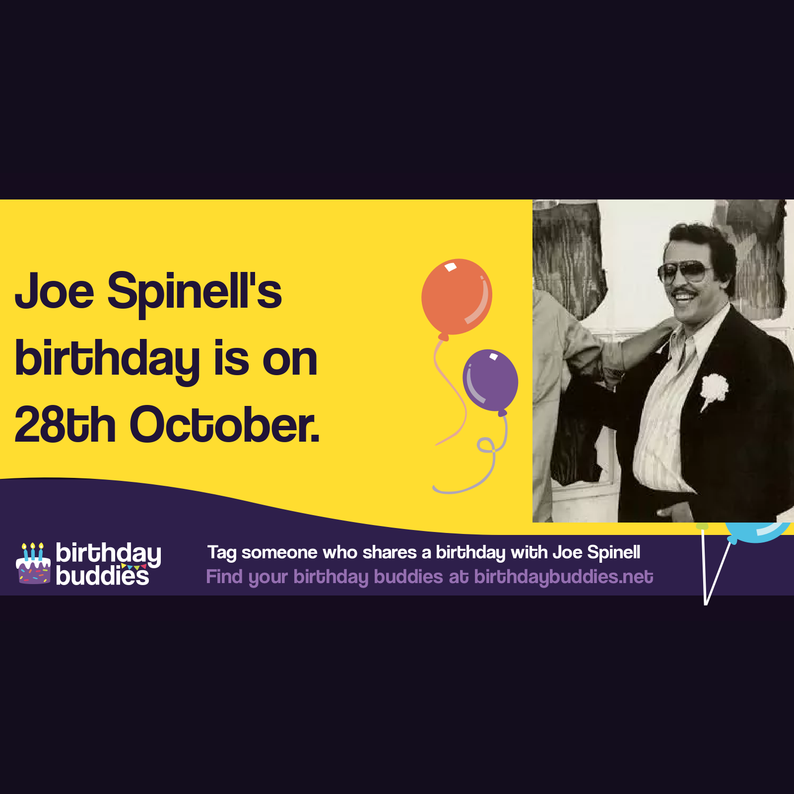 Joe Spinell's birthday was 28th October 1936
