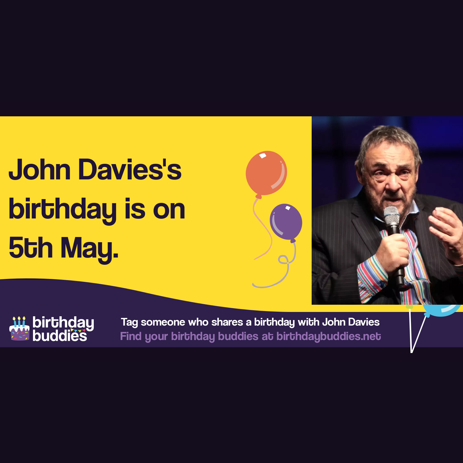 John Davies's birthday is 5th May 1944