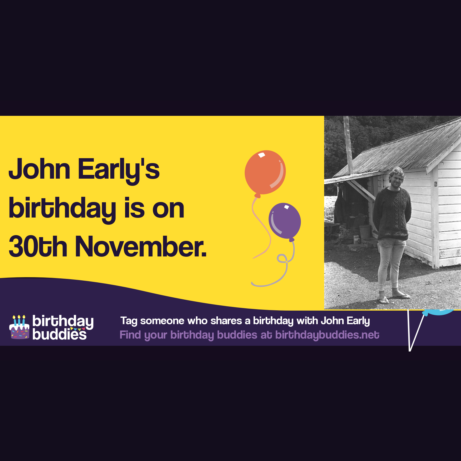 John Early's birthday is 30th November 1952