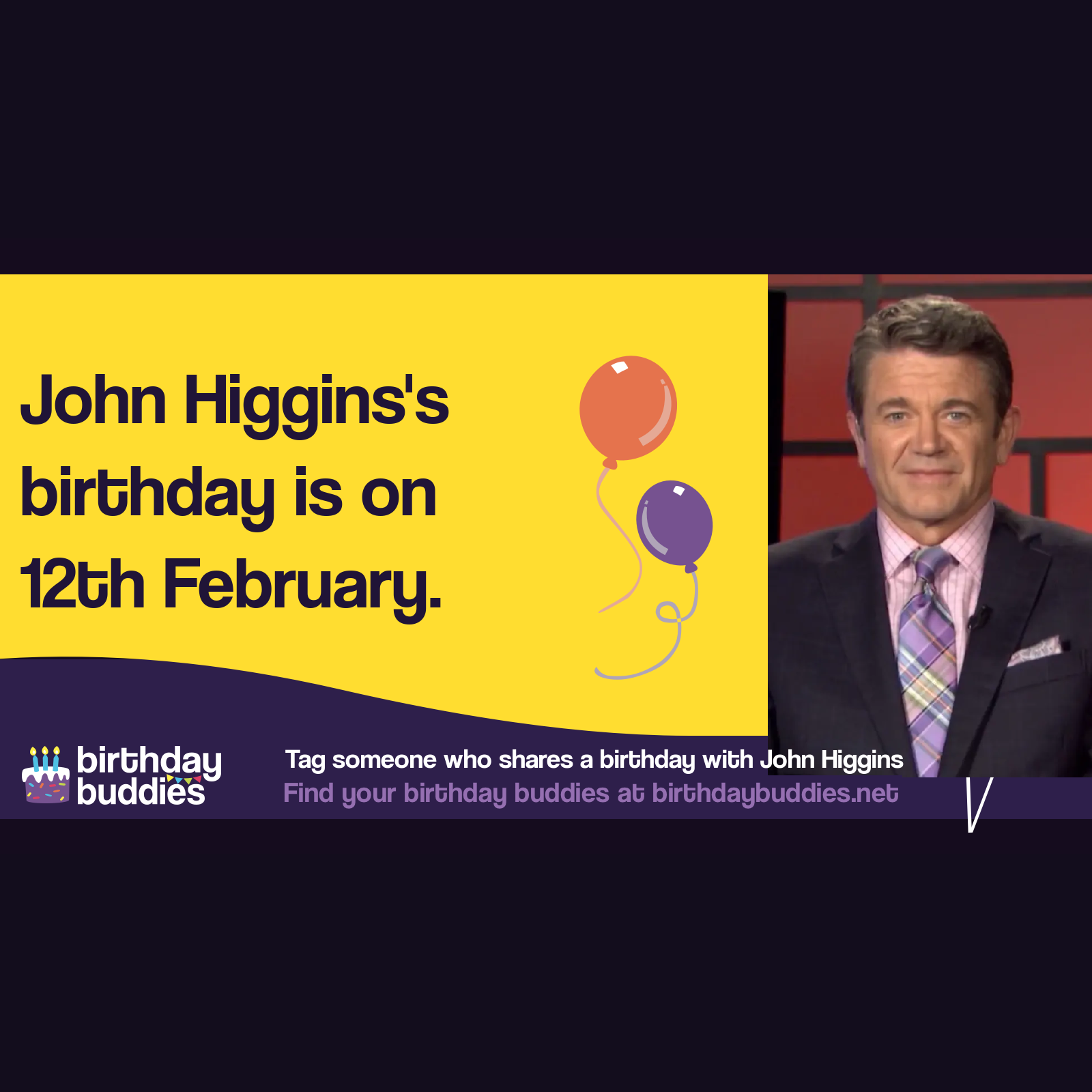 John Higgins's birthday is 12th February 1963