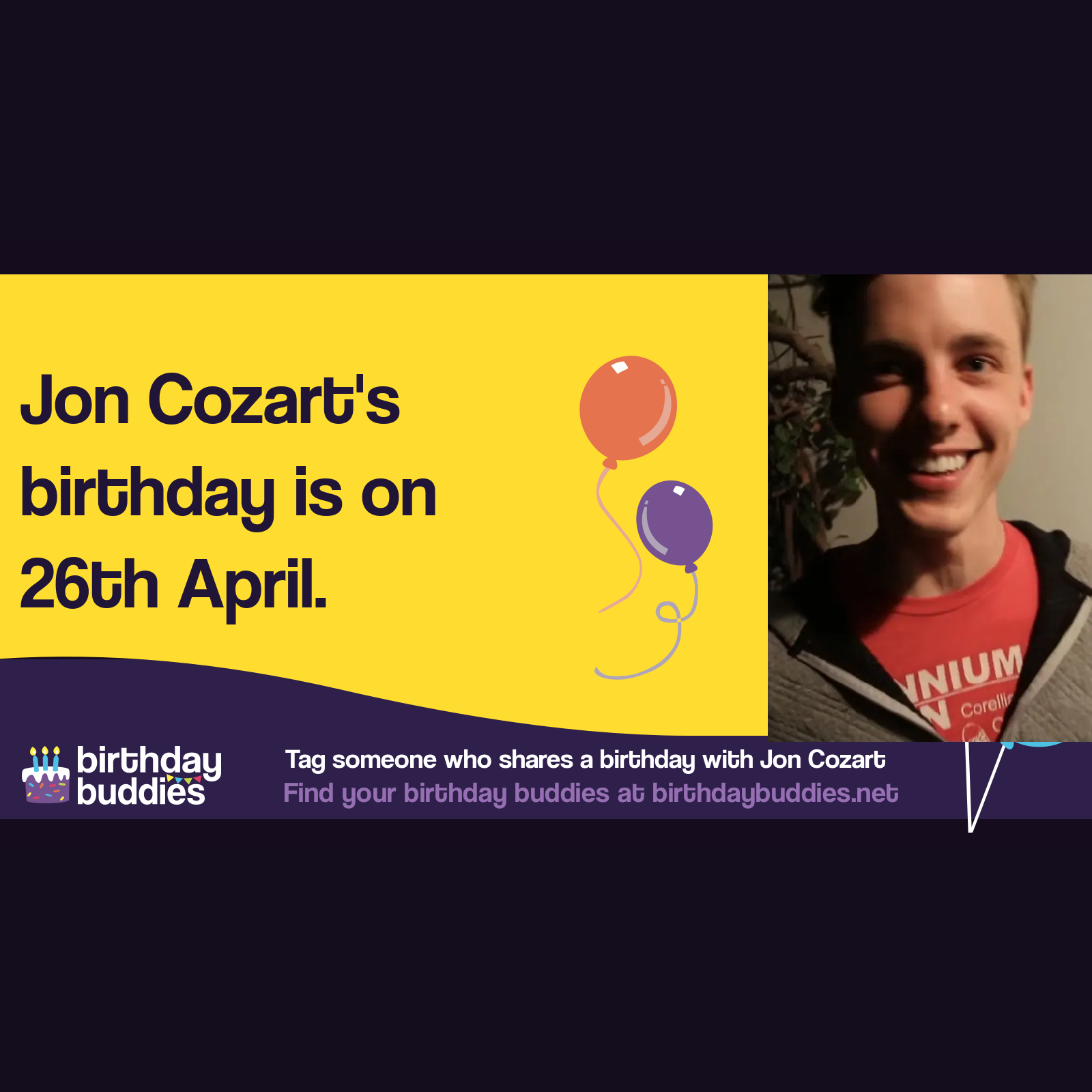 Jon Cozart's birthday is 26th April 1992