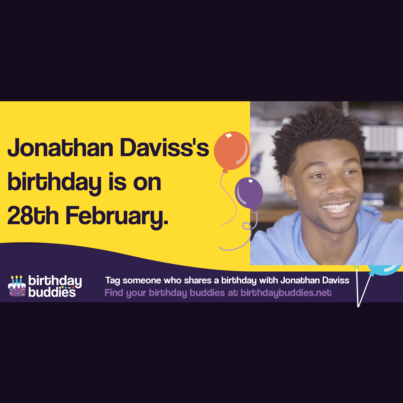 Jonathan Daviss's birthday is 28th February 2000