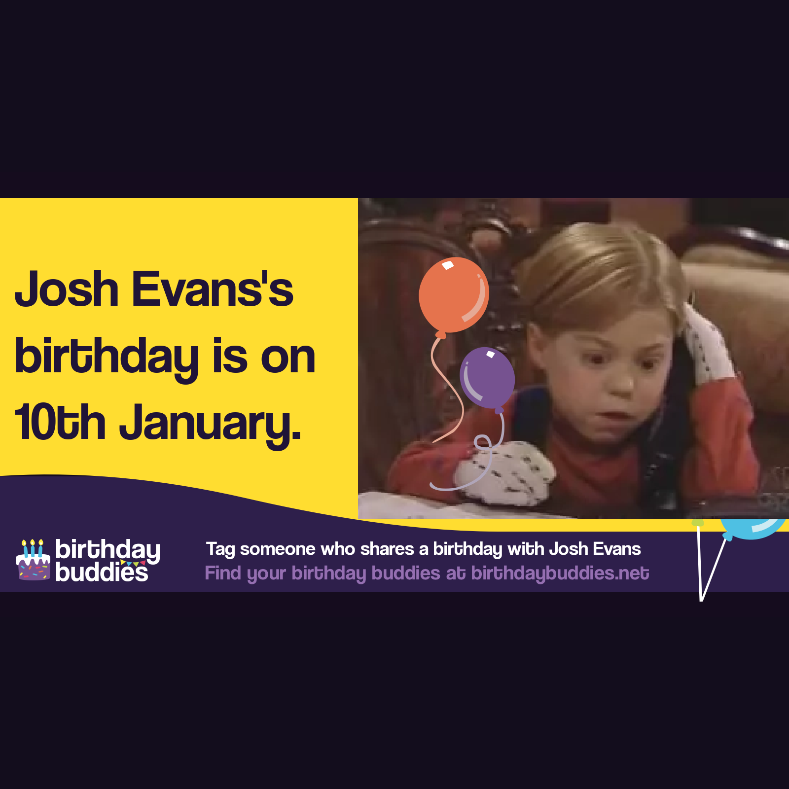 Josh Evans's birthday was 10th January 1982