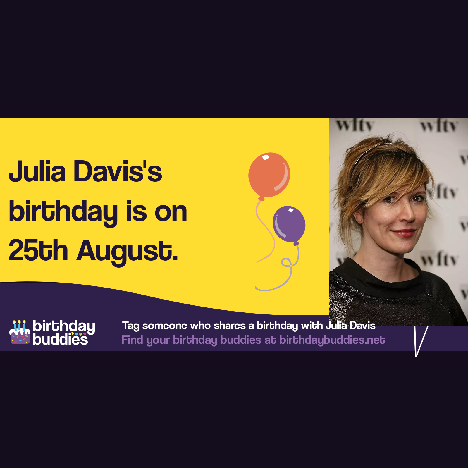 Julia Davis's birthday is 25th August 1966