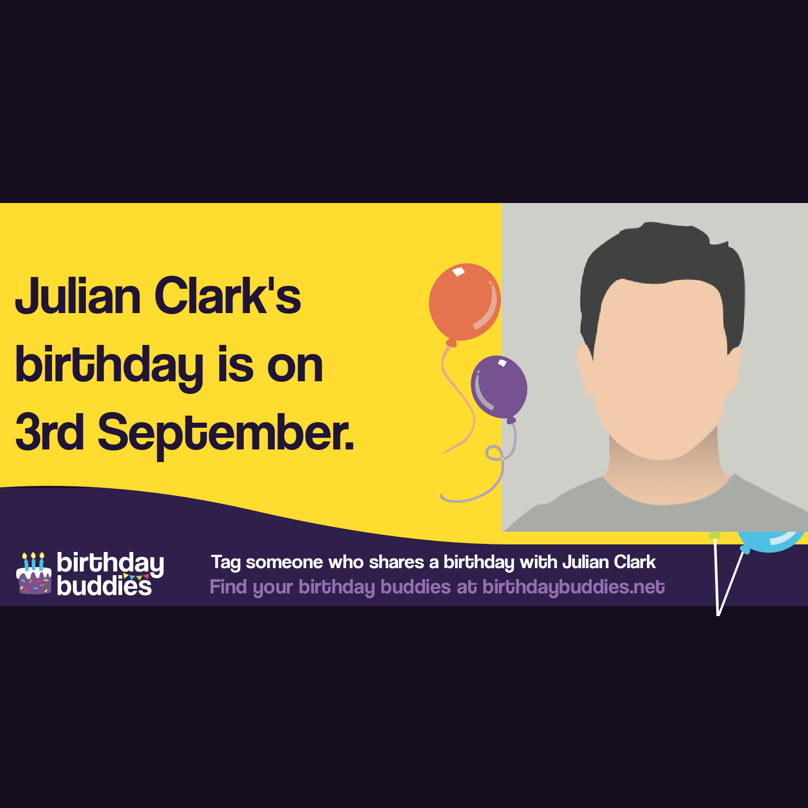 Julian Clark's birthday is 3rd September 1977