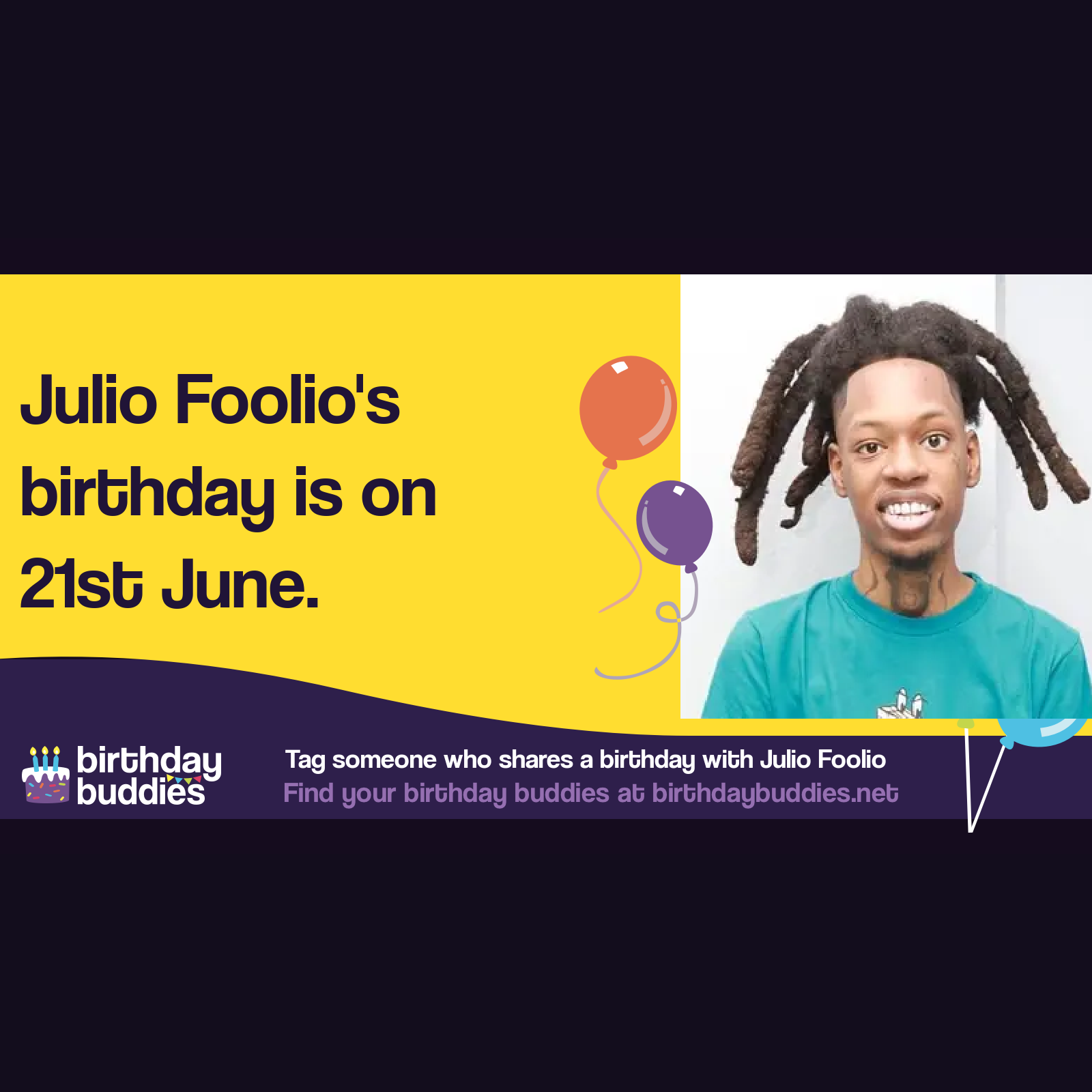 Julio Foolio's birthday was 21st June 1998
