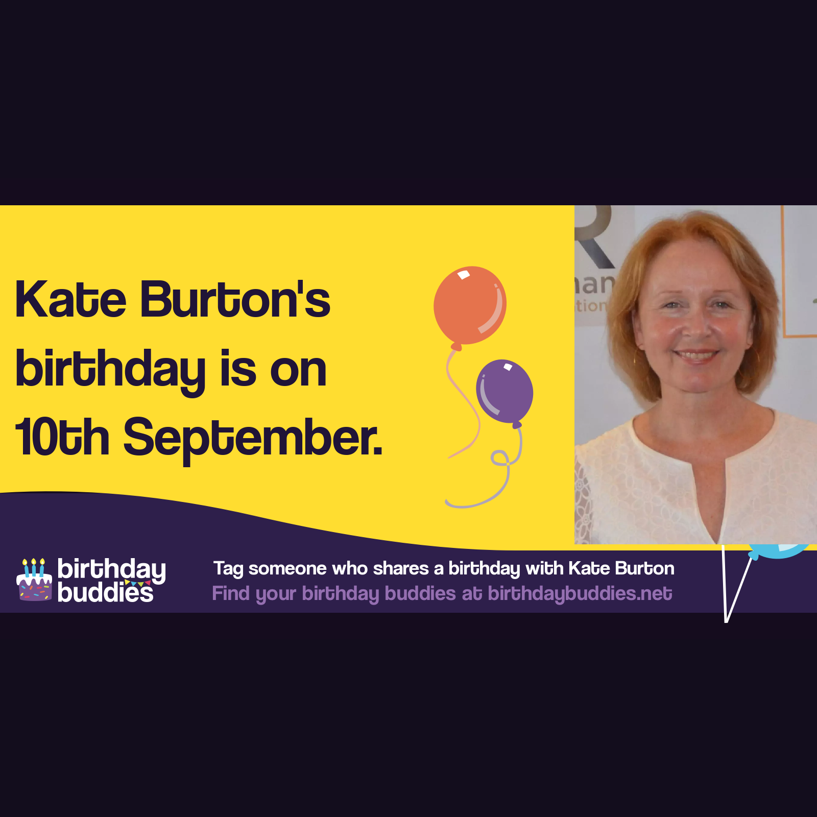 Kate Burton's birthday is 10th September 1957