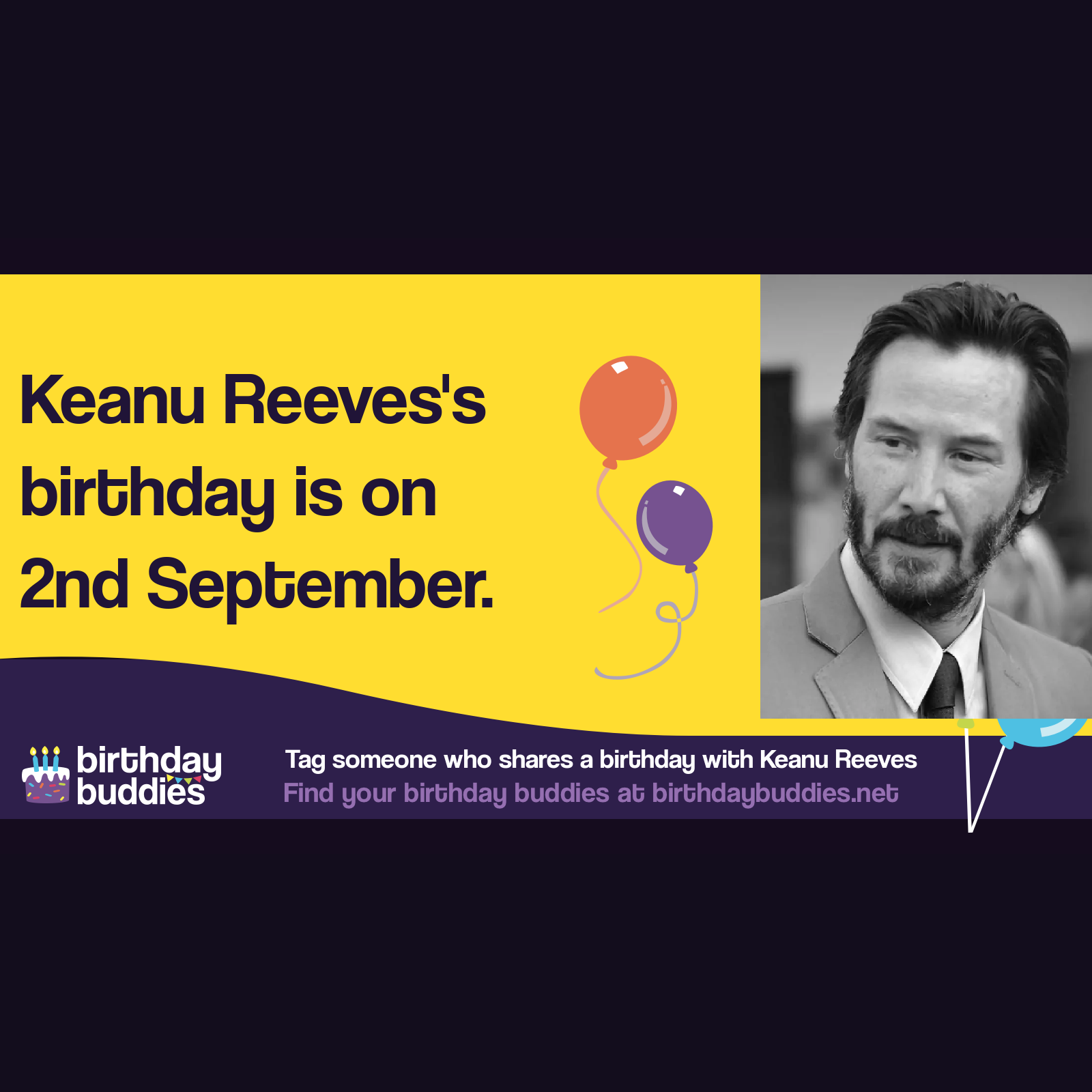 Keanu Reeves's birthday is 2nd September 1964