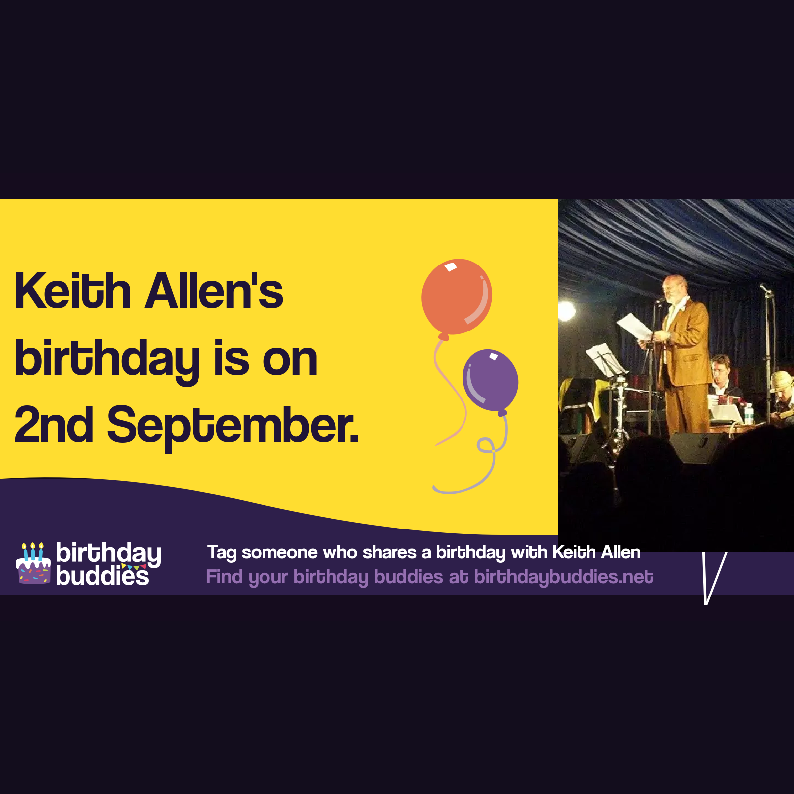 Keith Allen's birthday is 2nd September 1953