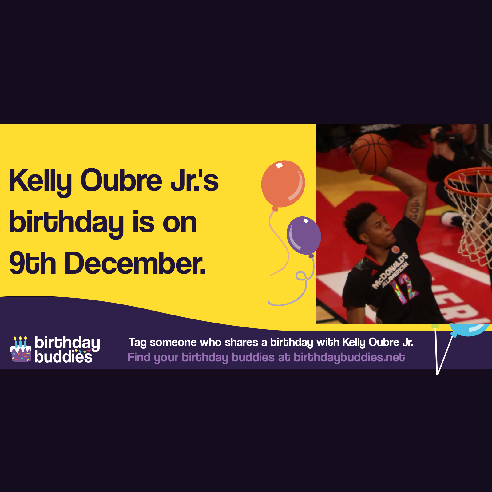 Kelly Oubre Jr.'s birthday is 9th December 1995