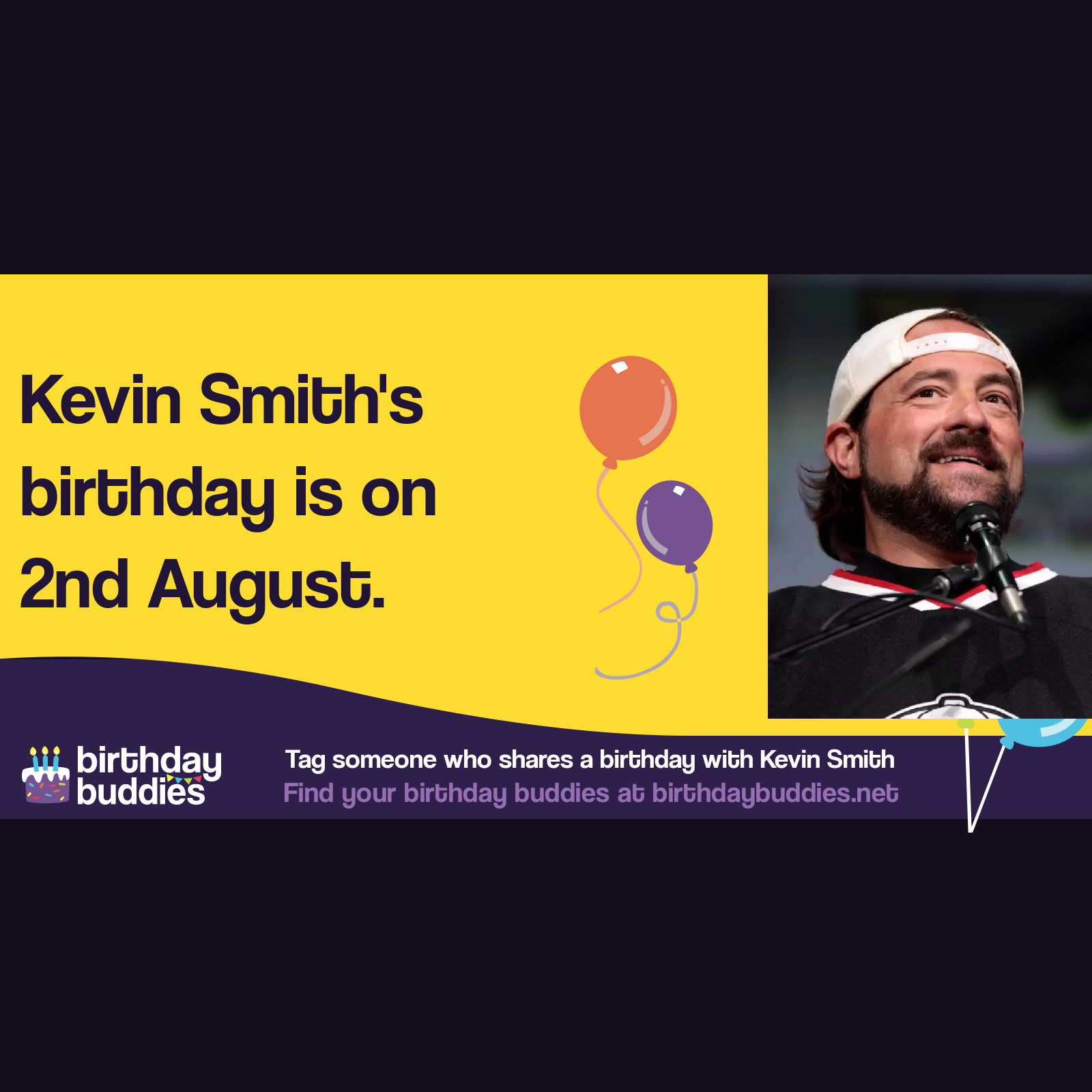 Kevin Smith's birthday is 2nd August 1970