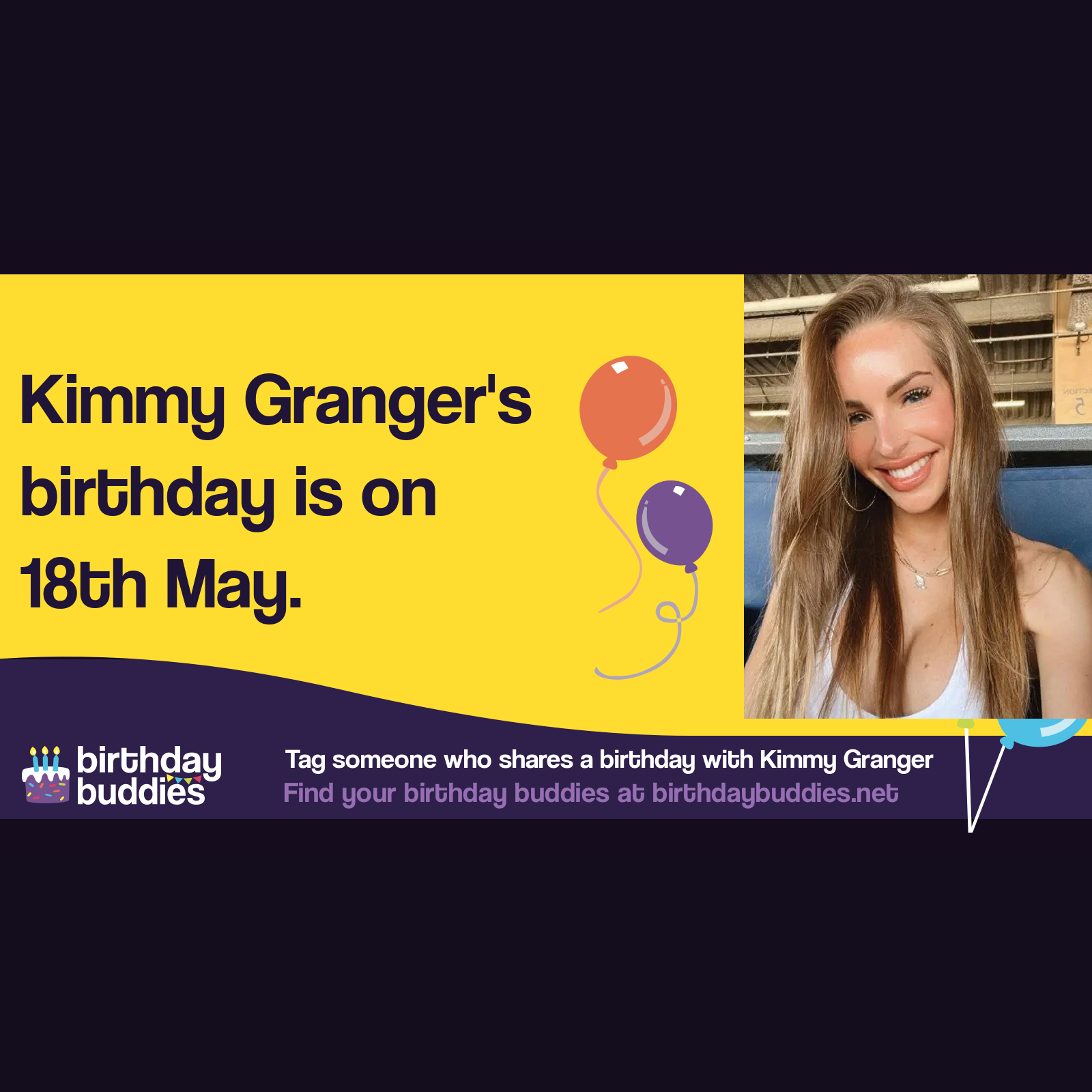 Kimmy Granger's birthday is 18th May 1995