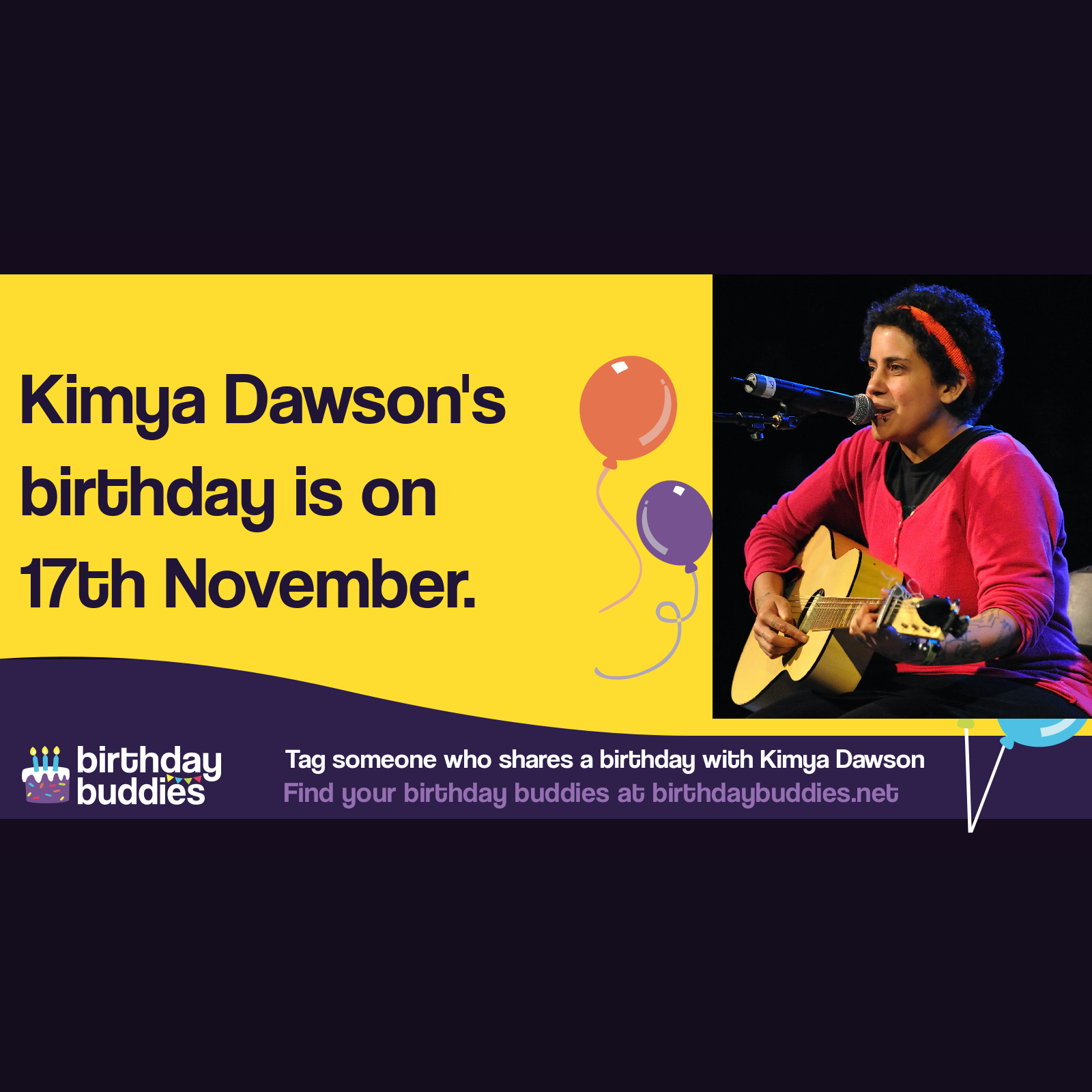 Kimya Dawson's birthday is 17th November 1972