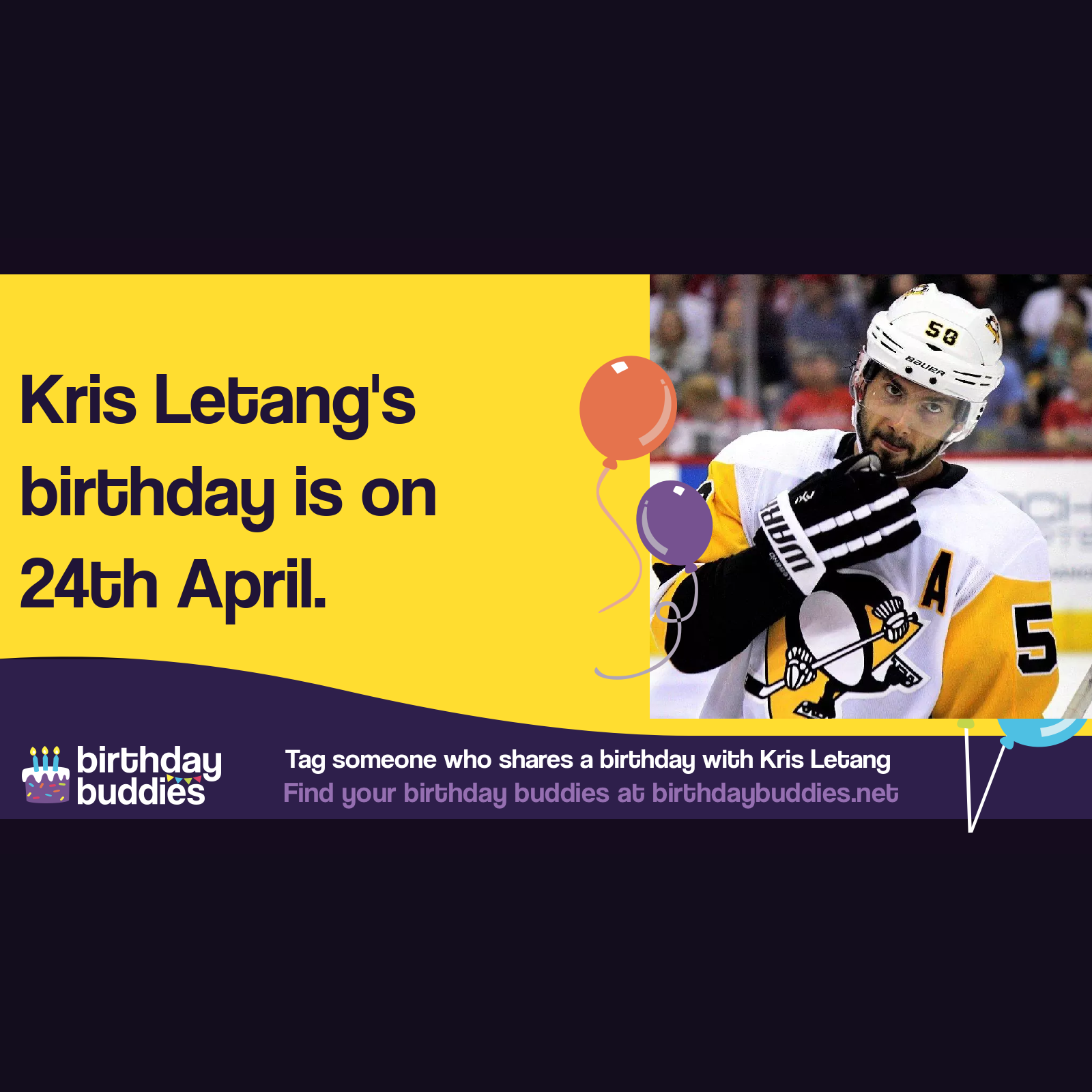 Kris Letang's birthday is 24th April 1987