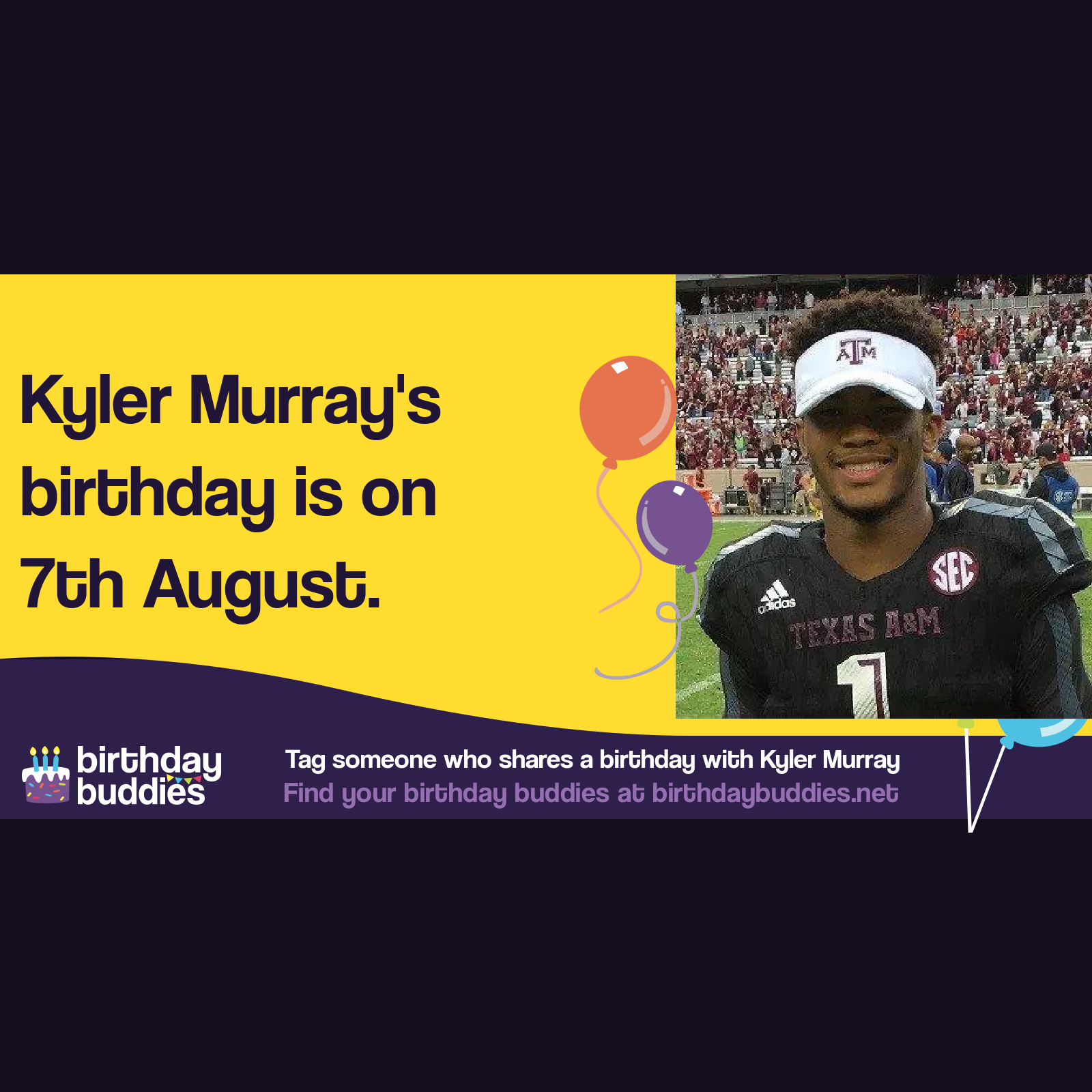 Kyler Murray's birthday is 7th August 1997
