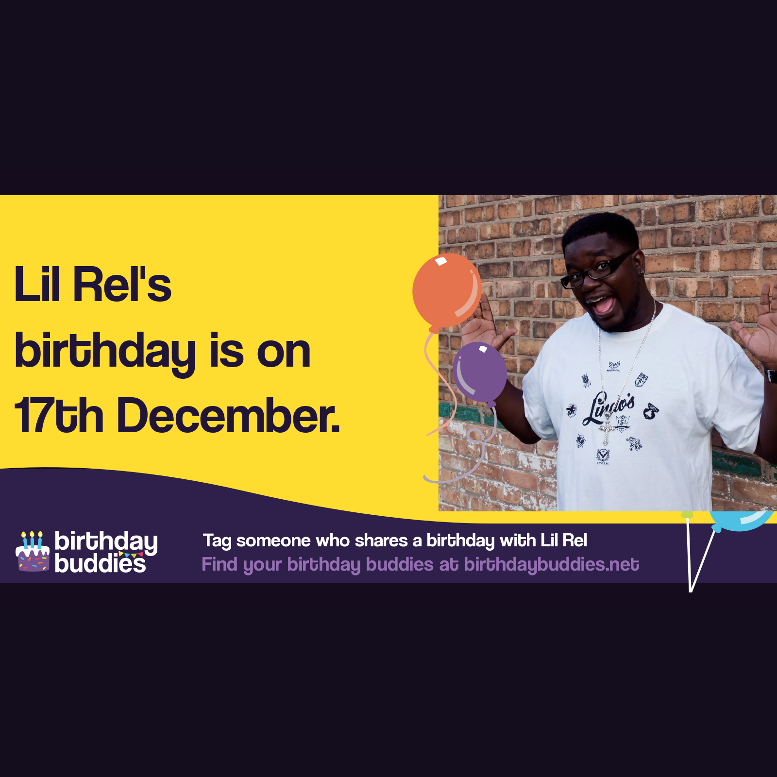 Lil Rel's birthday is 17th December 1979