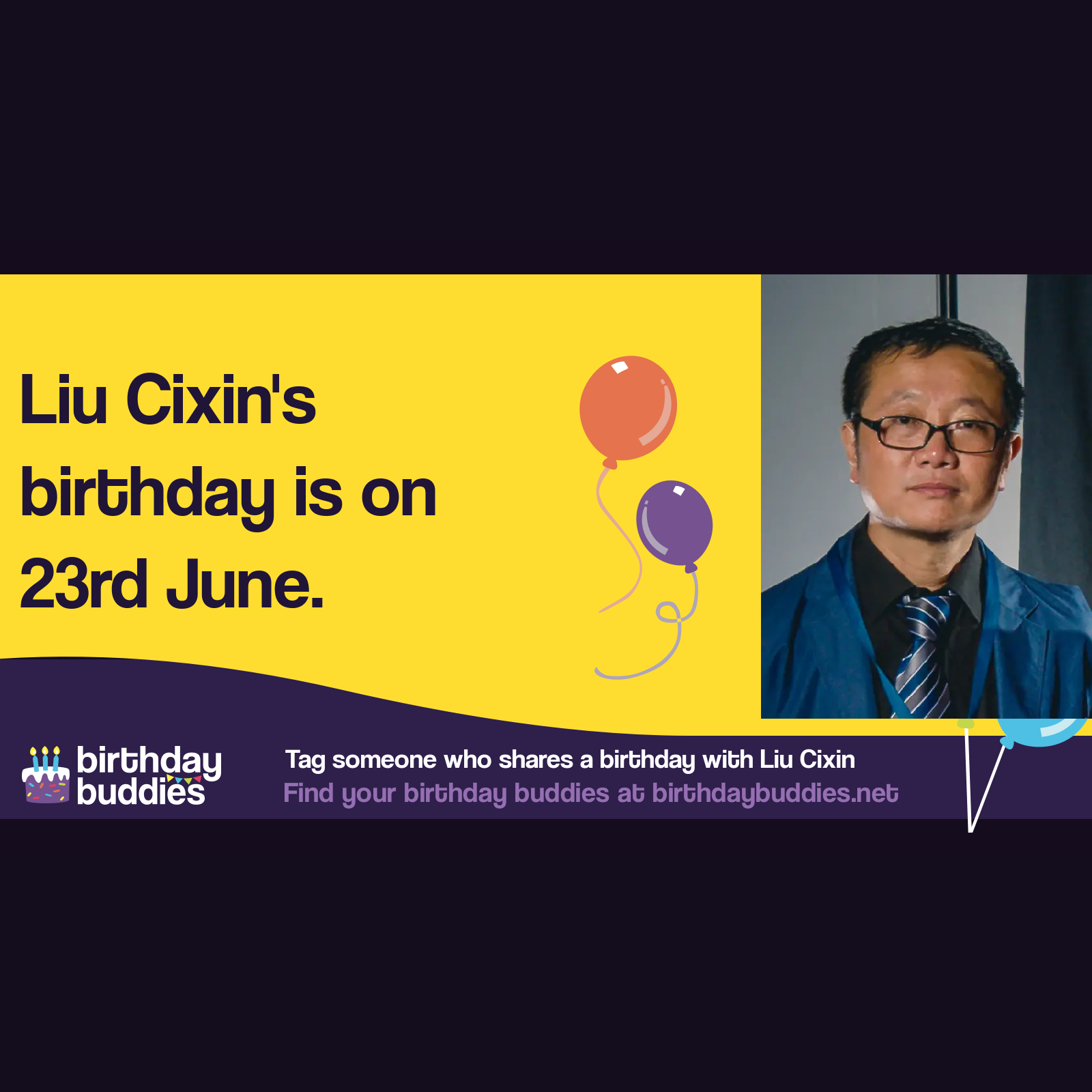 Liu Cixin's birthday is 23rd June 1963