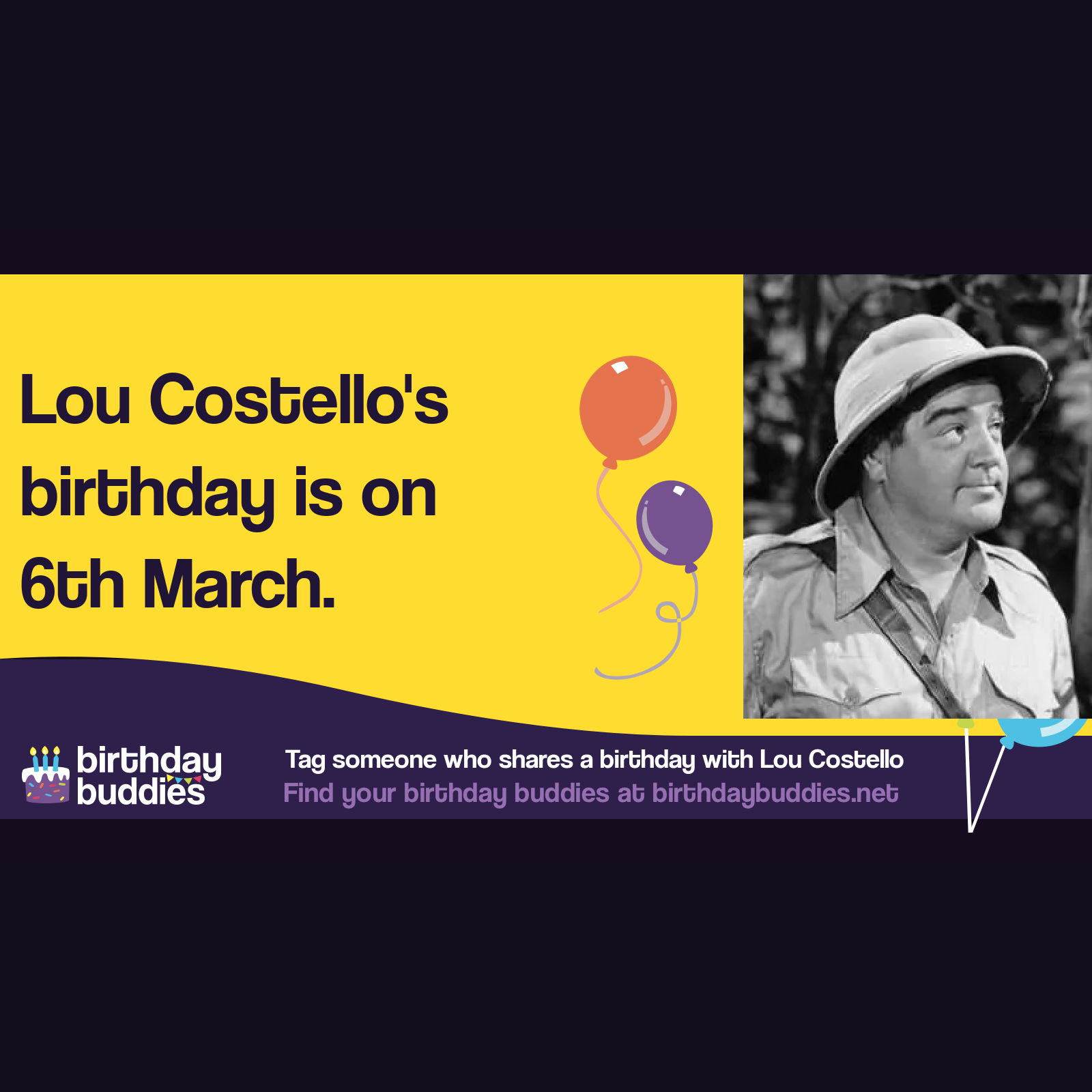 Lou Costello's birthday was 6th March 1906