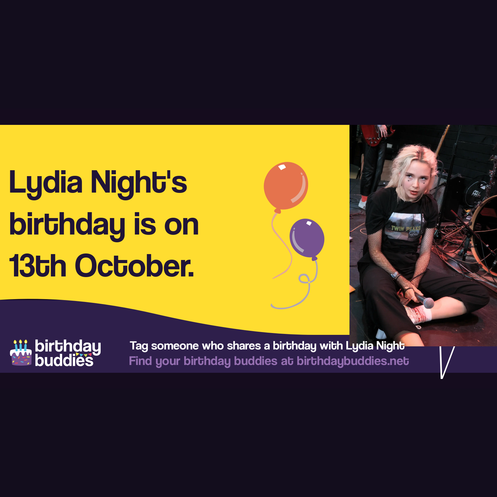 Lydia Night's birthday is 13th October 2000
