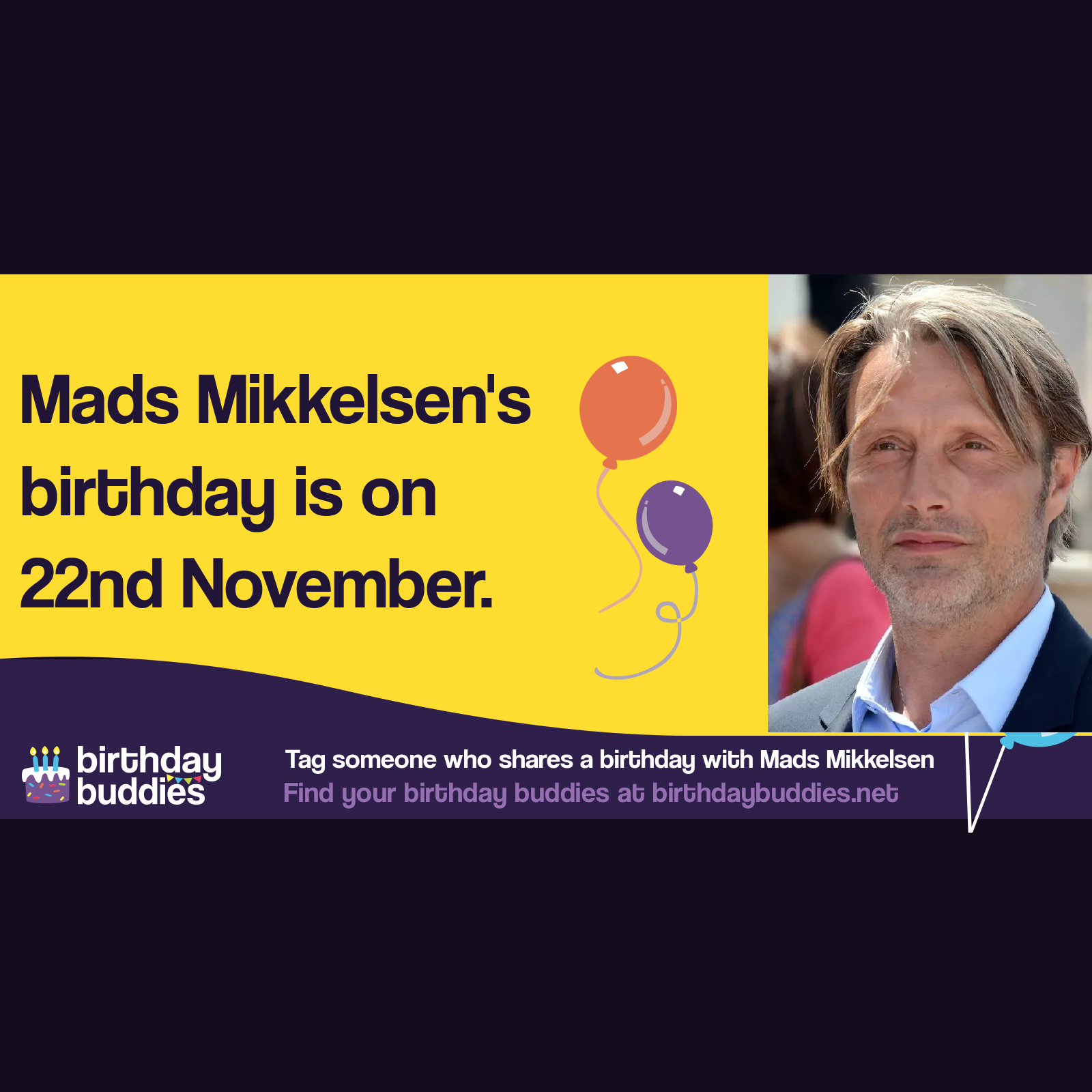 Mads Mikkelsen's birthday is 22nd November 1965 Mads Mikkelsen's birthday is 22nd November 1965