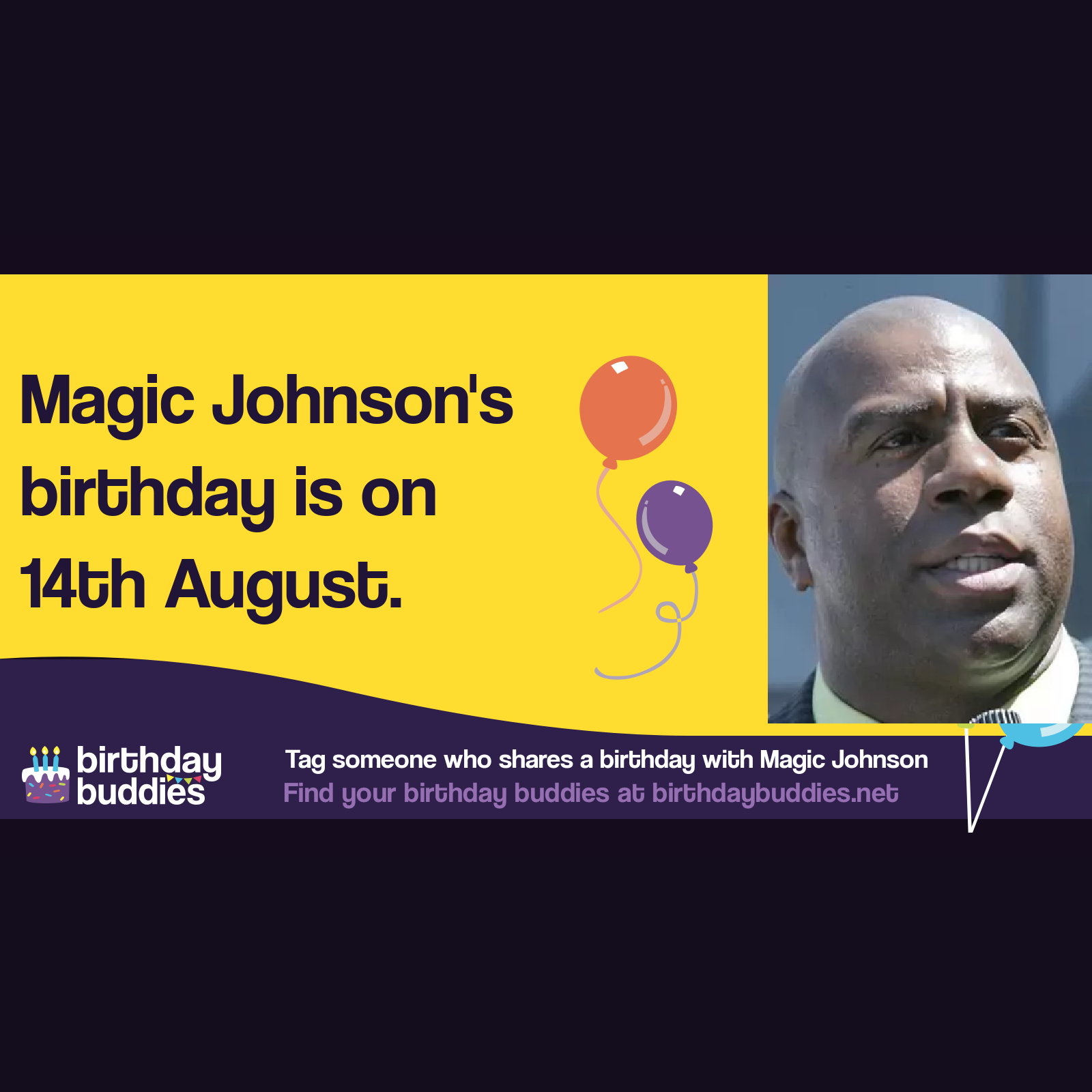 Magic Johnson's birthday is 14th August 1959