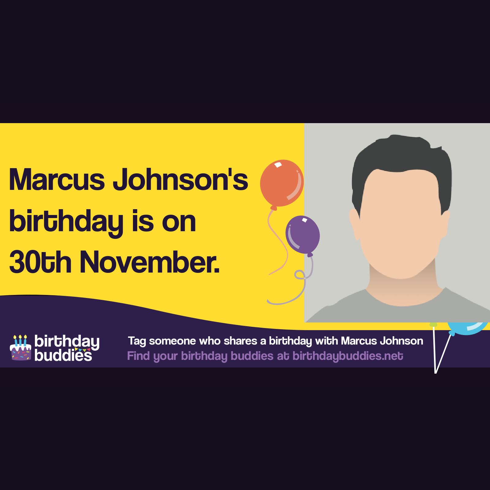Marcus Johnson's birthday is 30th November 1849
