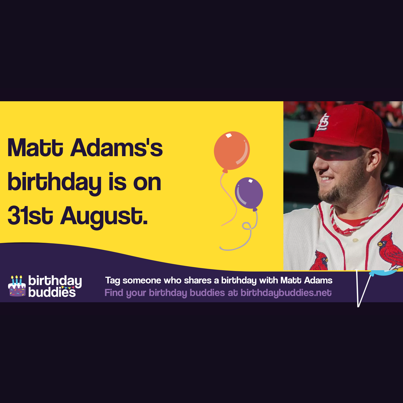 Matt Adams's birthday is 31st August 1988