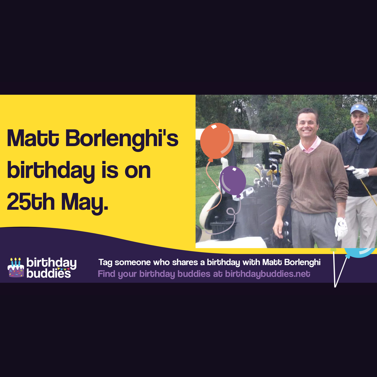 Matt Borlenghi's birthday is 25th May 1967