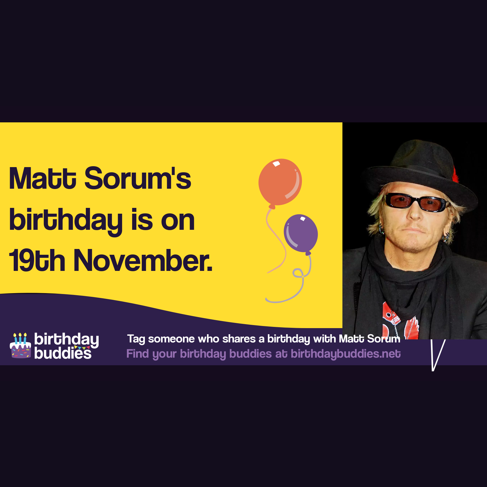 Matt Sorum's birthday is 19th November 1960