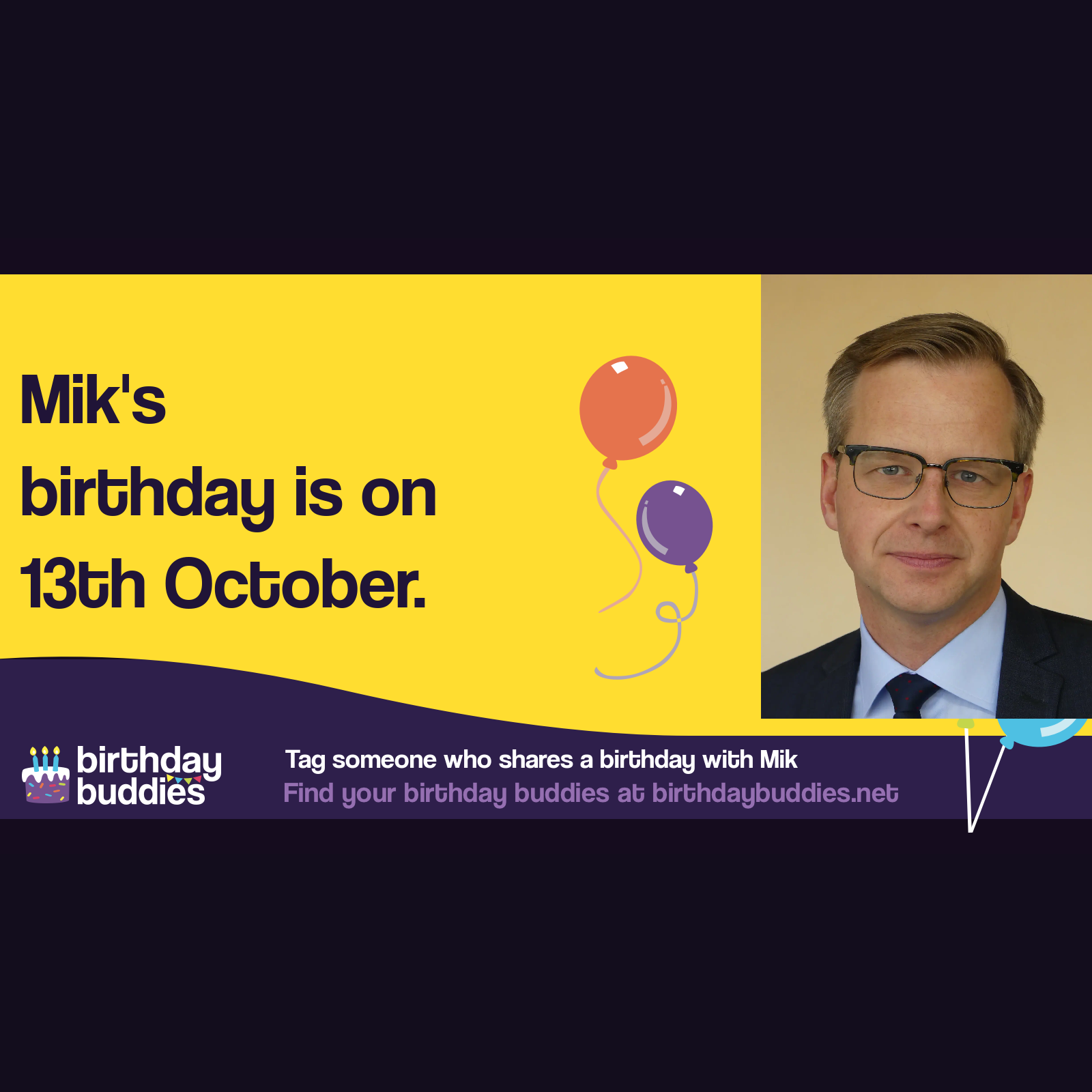 Mik's birthday is 13th October 1971