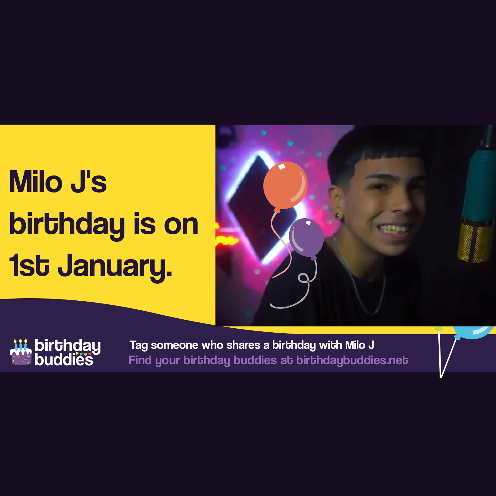 Milo J's birthday is 1st January 1925